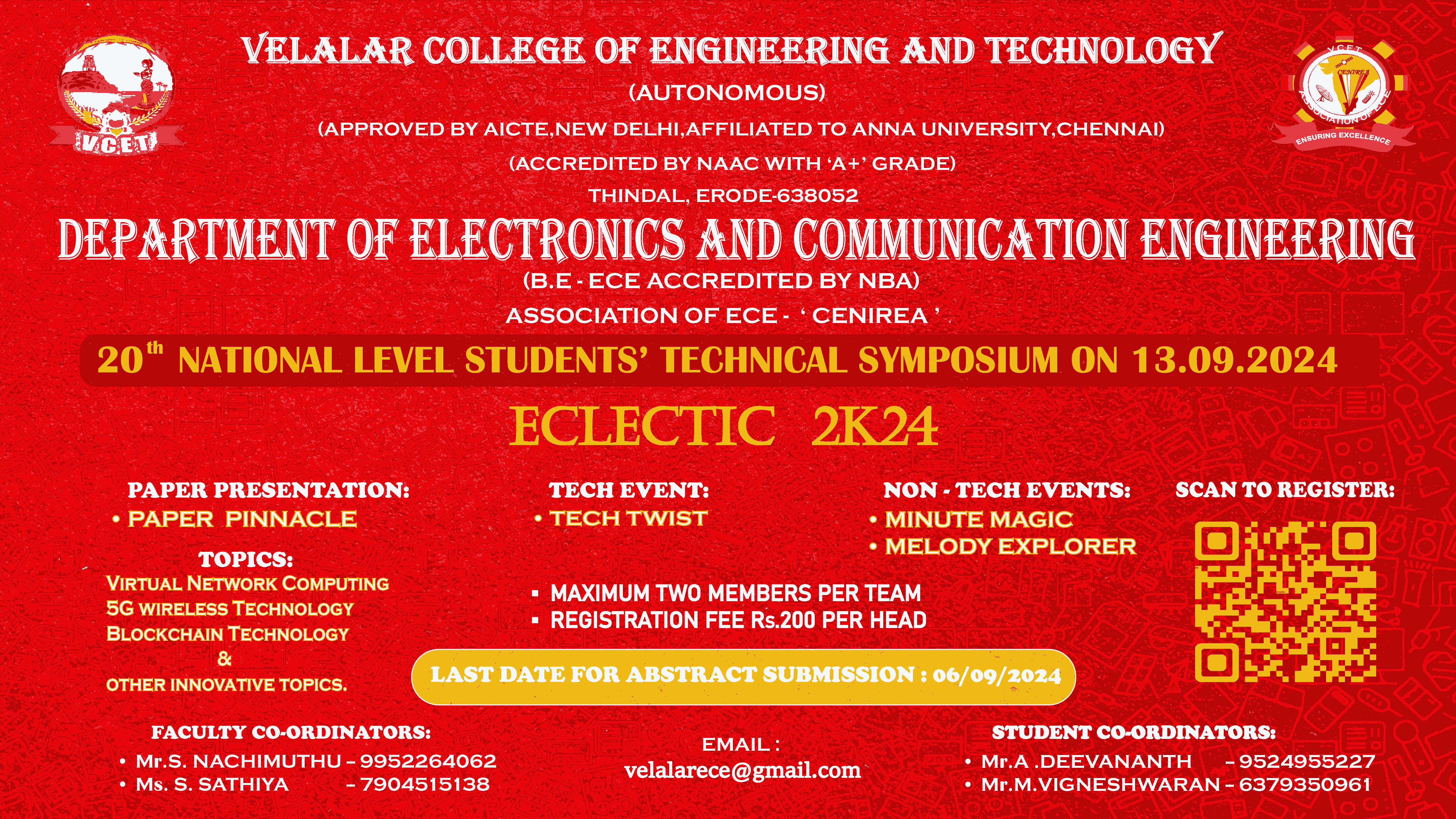 ECLECTIC 2K24, Velalar College of Engineering and Technology, National ...