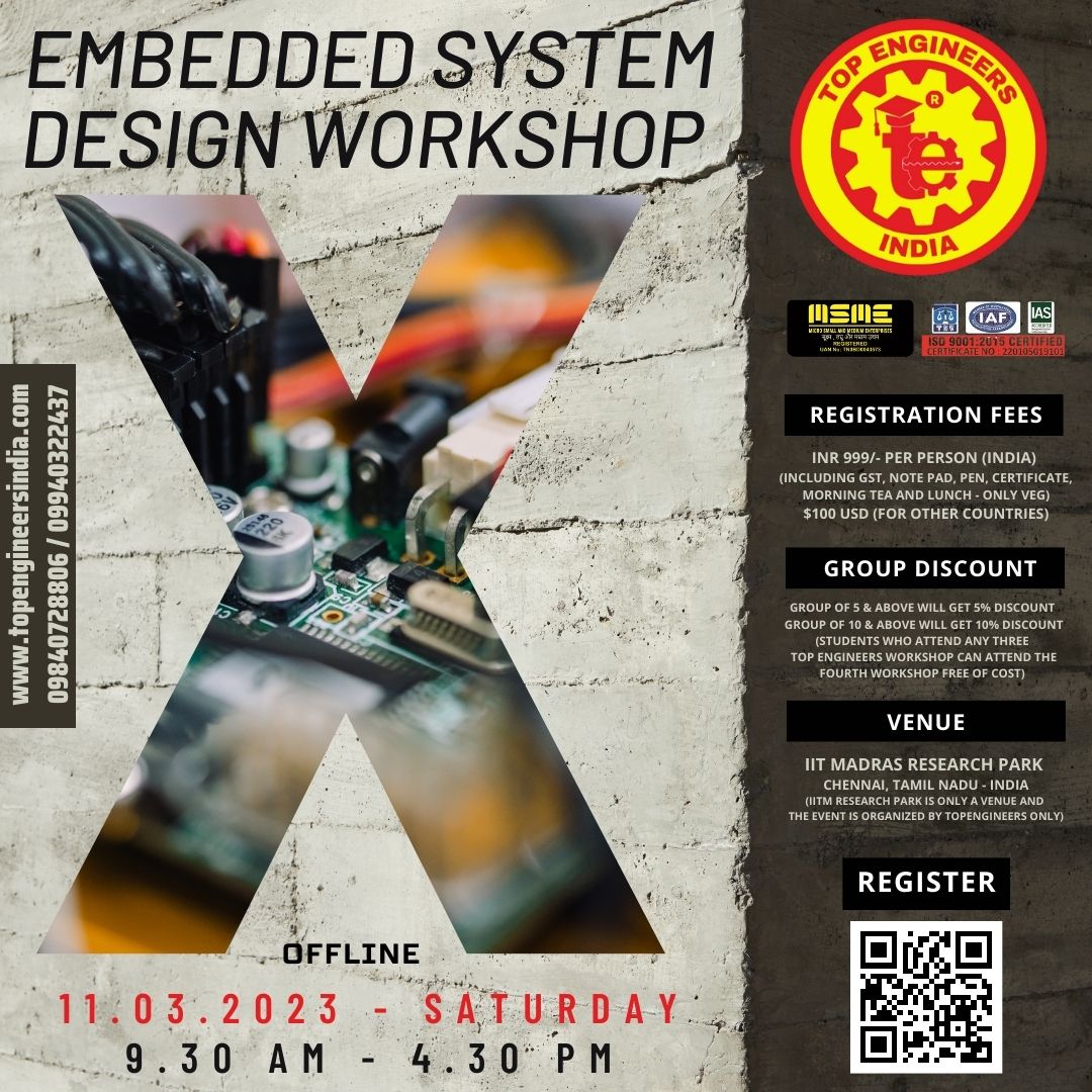 Embedded System Design Workshop 2023, Top Engineers, Workshop, Chennai