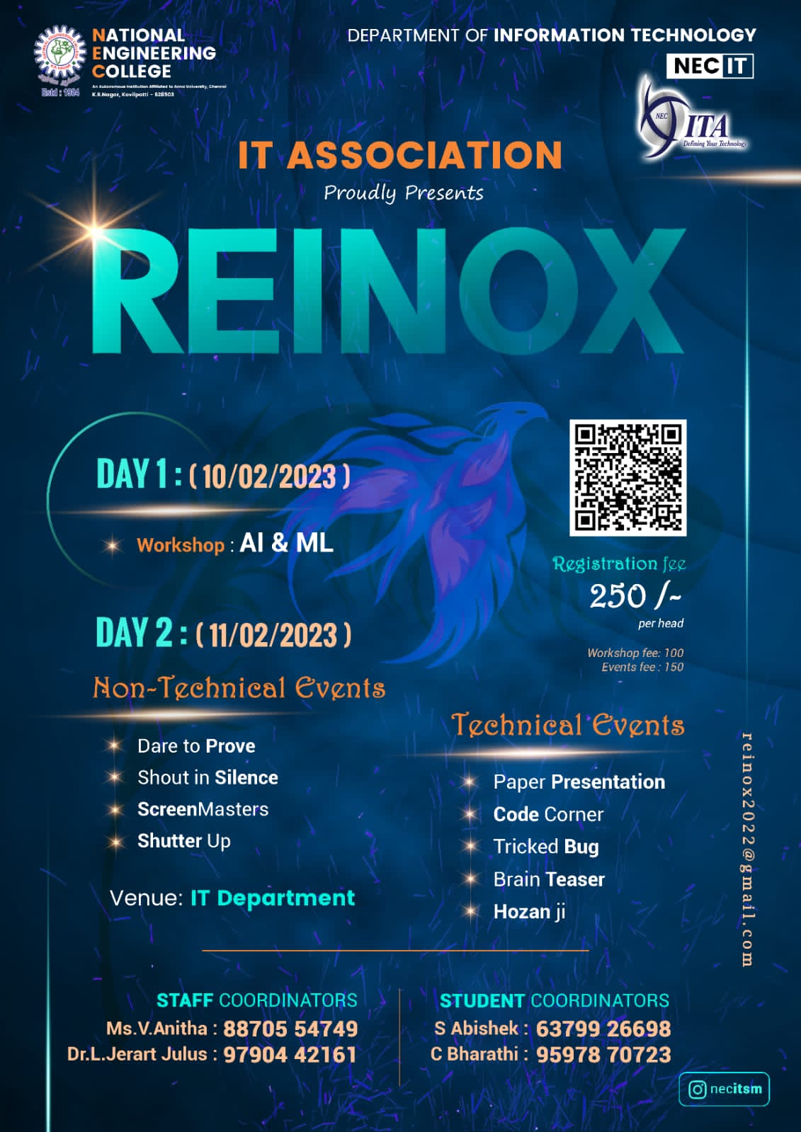 REINOX 2023, National Engineering College Kovilpatti, Technical ...