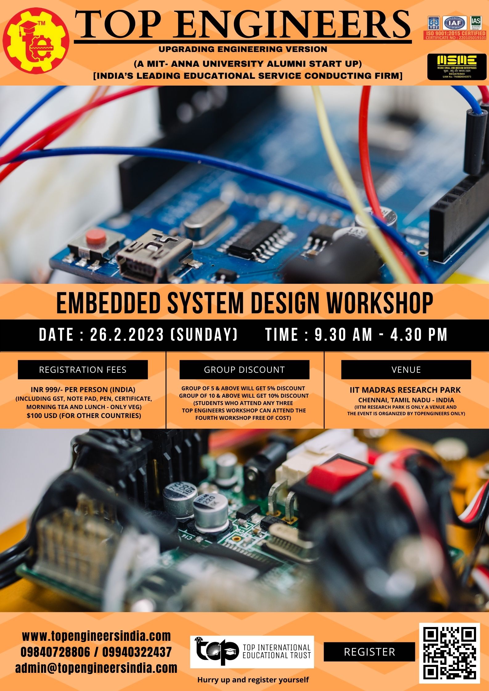 Embedded System Design Workshop 2023 Top Engineers Workshop Chennai