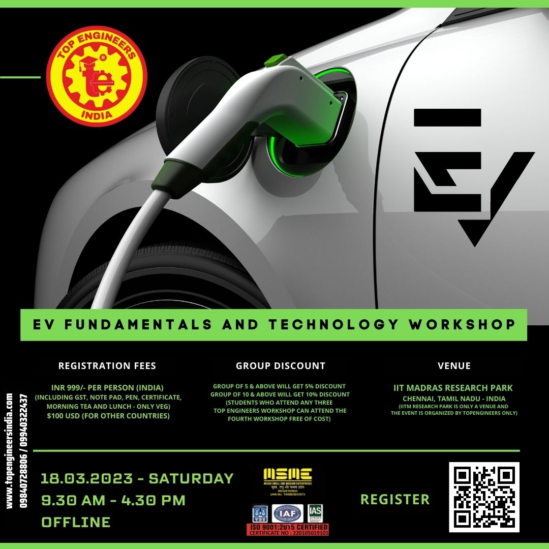 EV Fundamentals and Technology 2023, Top Engineers, Workshop, Chennai