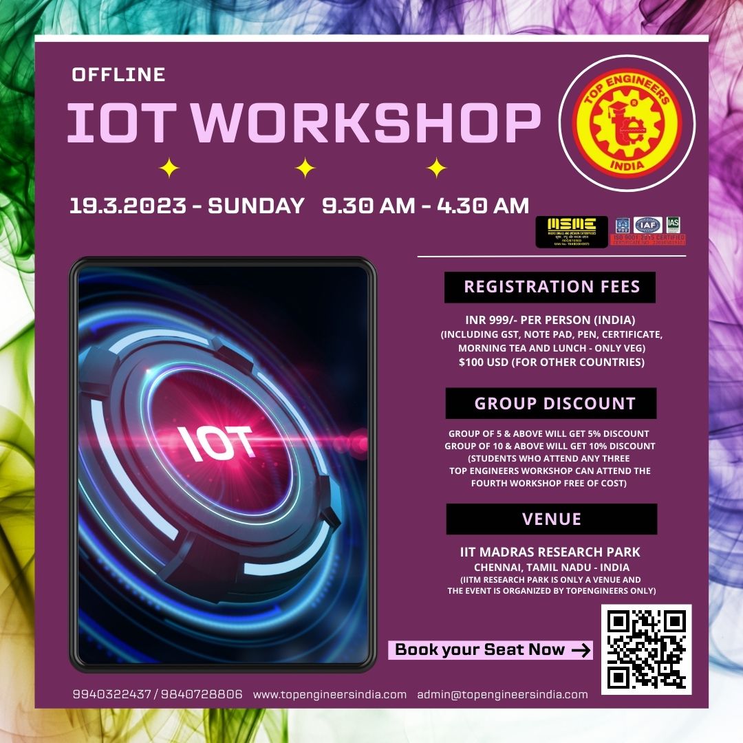 Iot Workshop 2023, Top Engineers, Workshop, Chennai