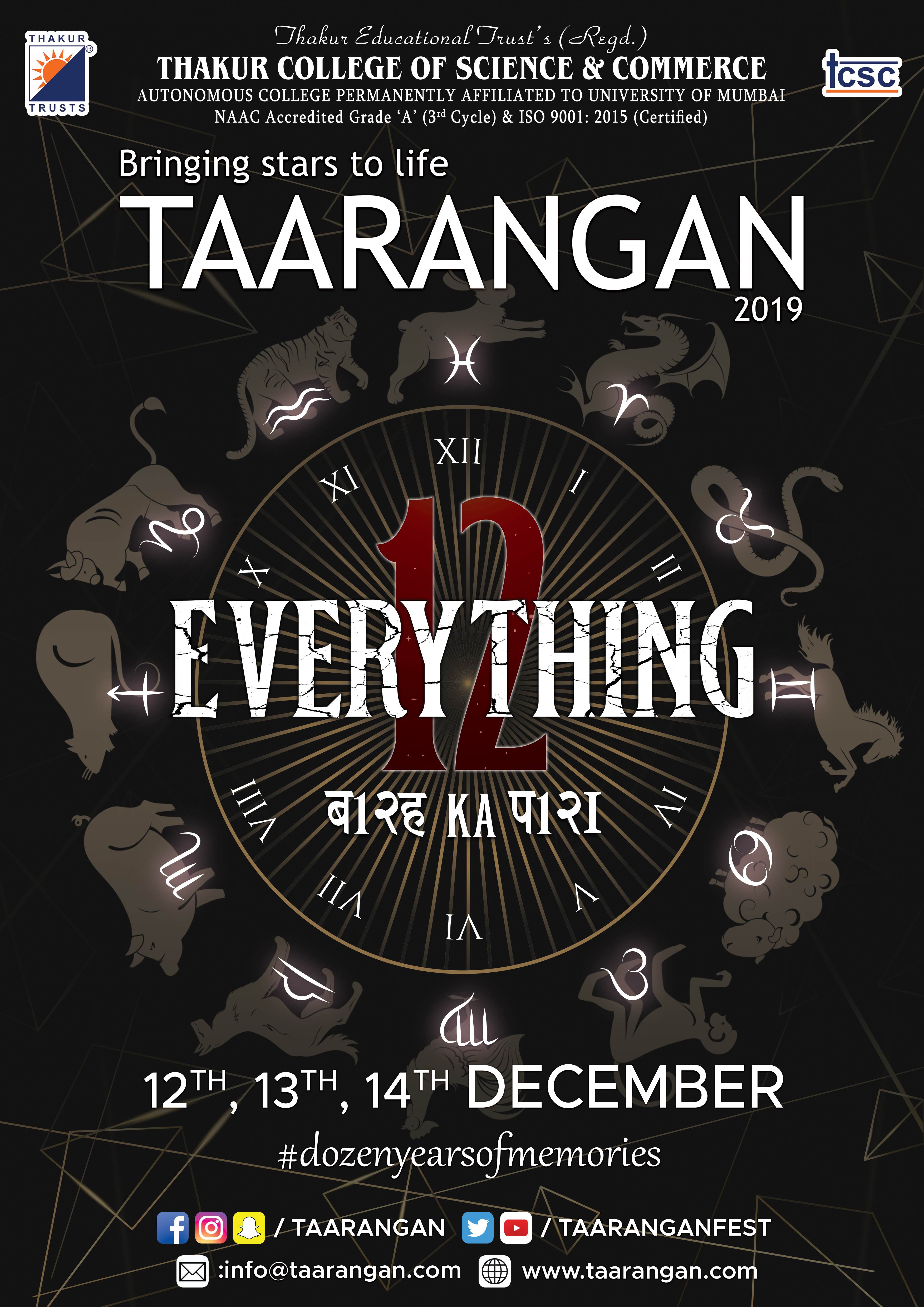 TAARANGAN 2019, Thakur College of Science and Commerce, Cultural ...
