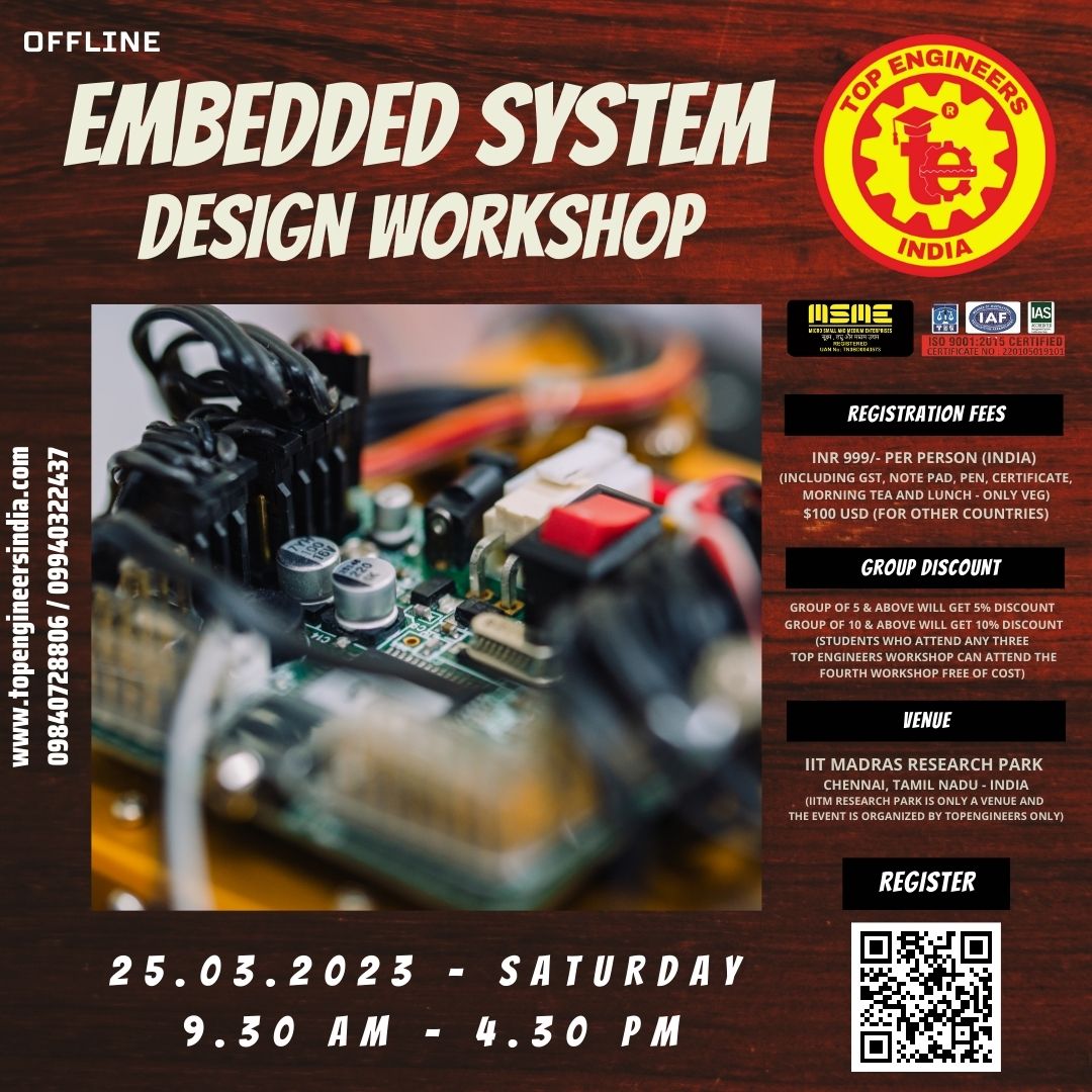 Embedded System Design Workshop 2023, Top Engineers, Workshop, Chennai