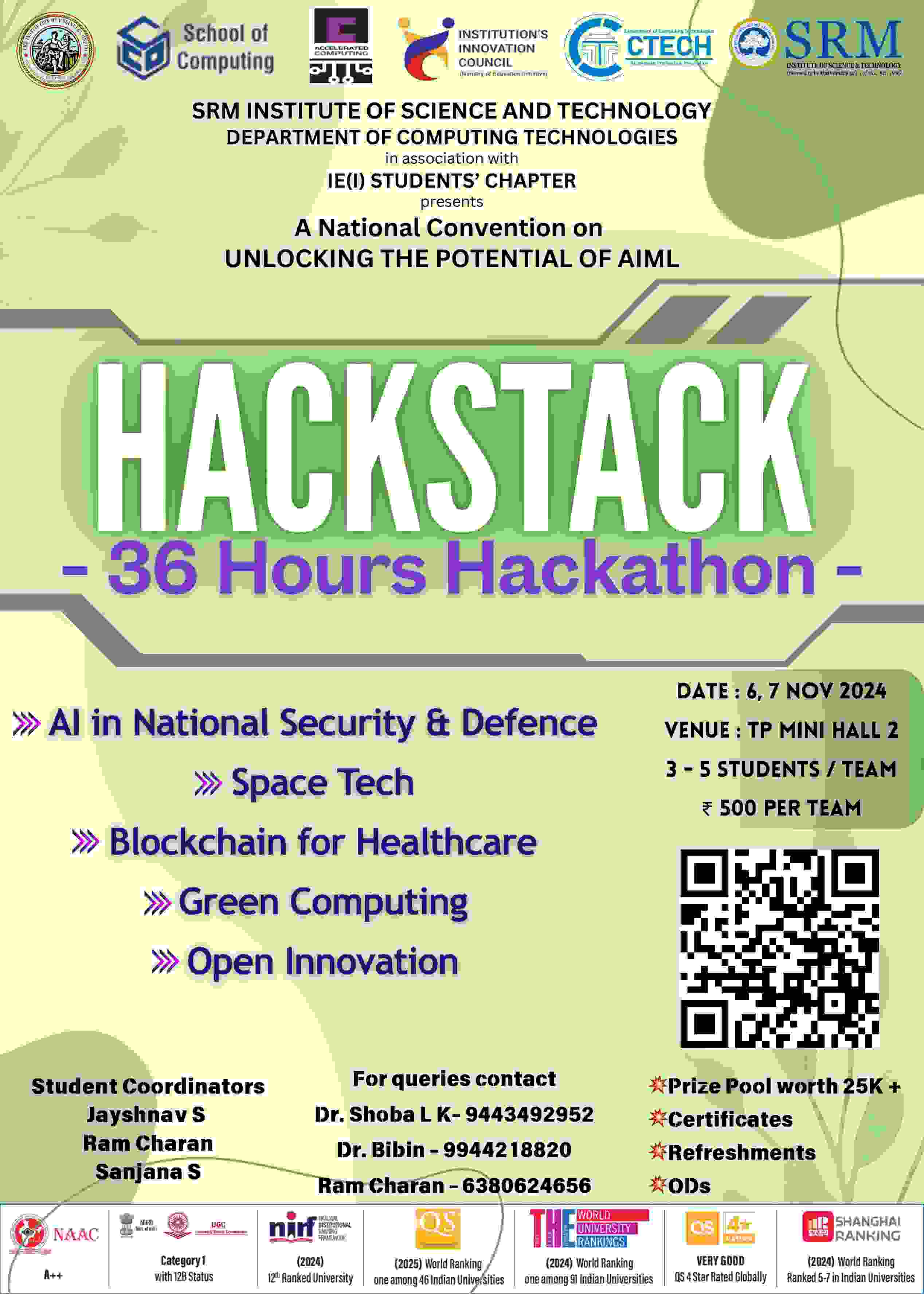 HACKSTACK: 36 hours Hackathon 2024, SRM Institute of Science and ...