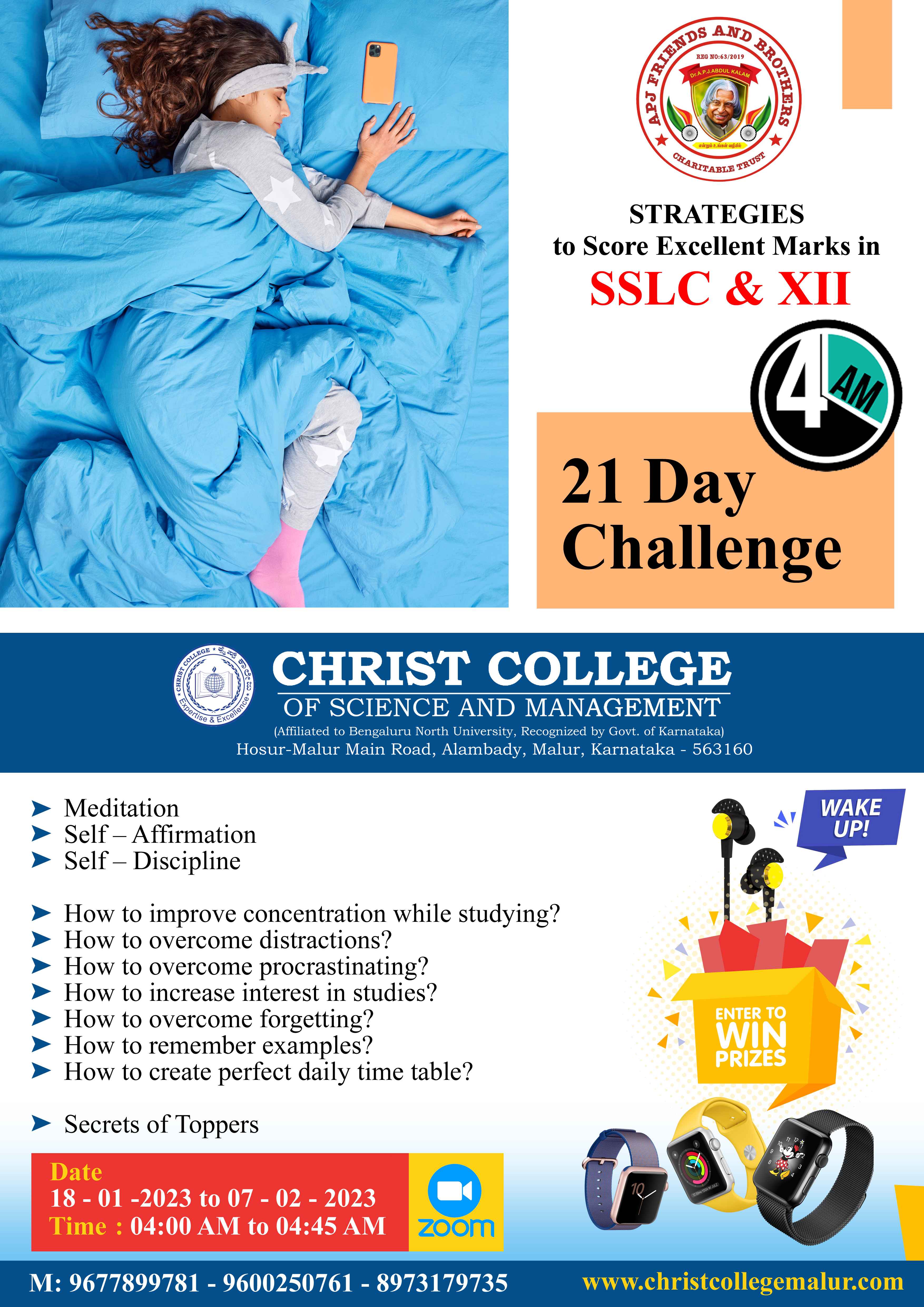 4 AM 21 DAY Challenge 2023, Christ College of Science and Management ...