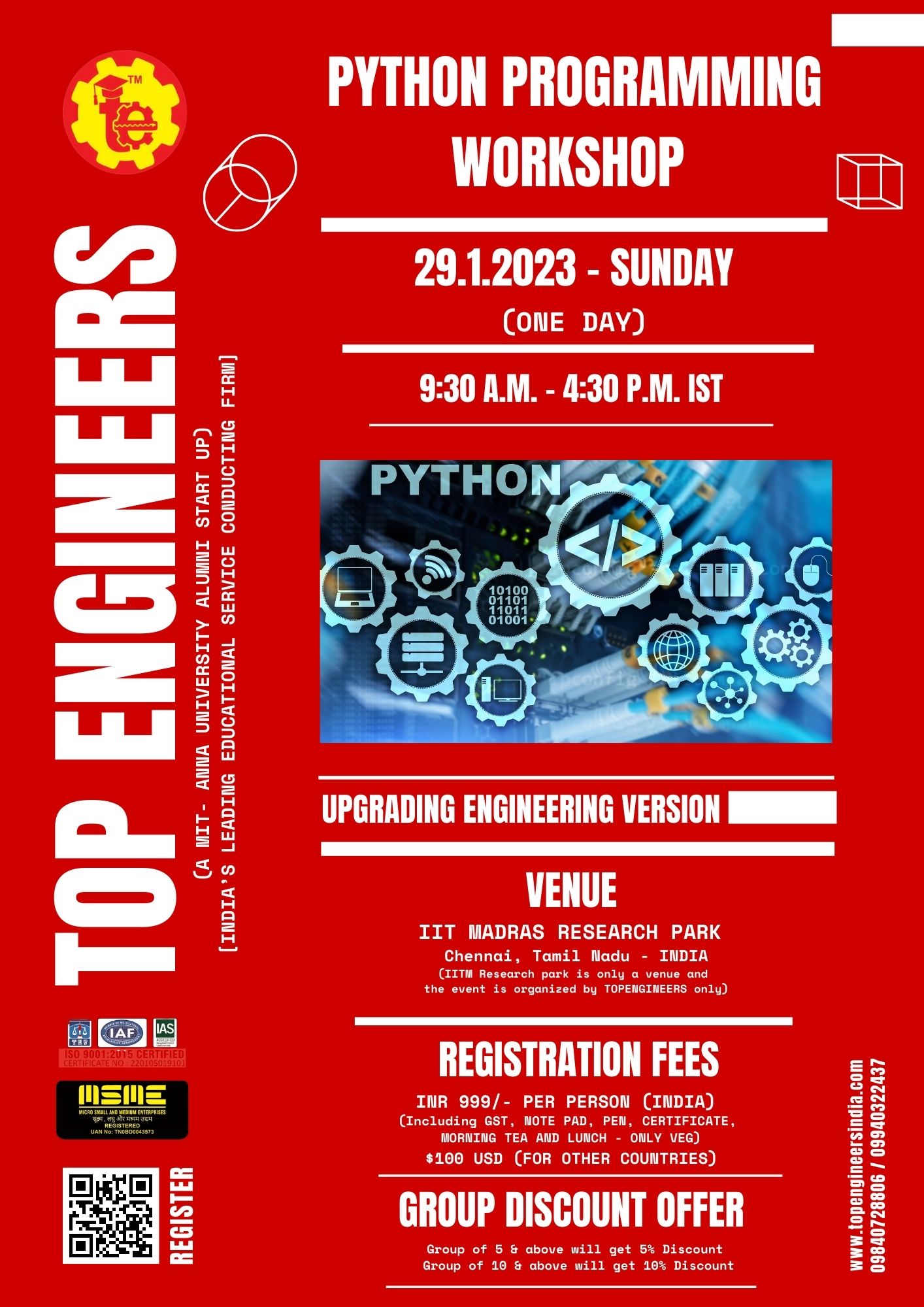 Python Programming Workshop 2023, Top Engineers, Workshop, Chennai Python Programming Workshop 2023, Top Engineers, Workshop, Chennai