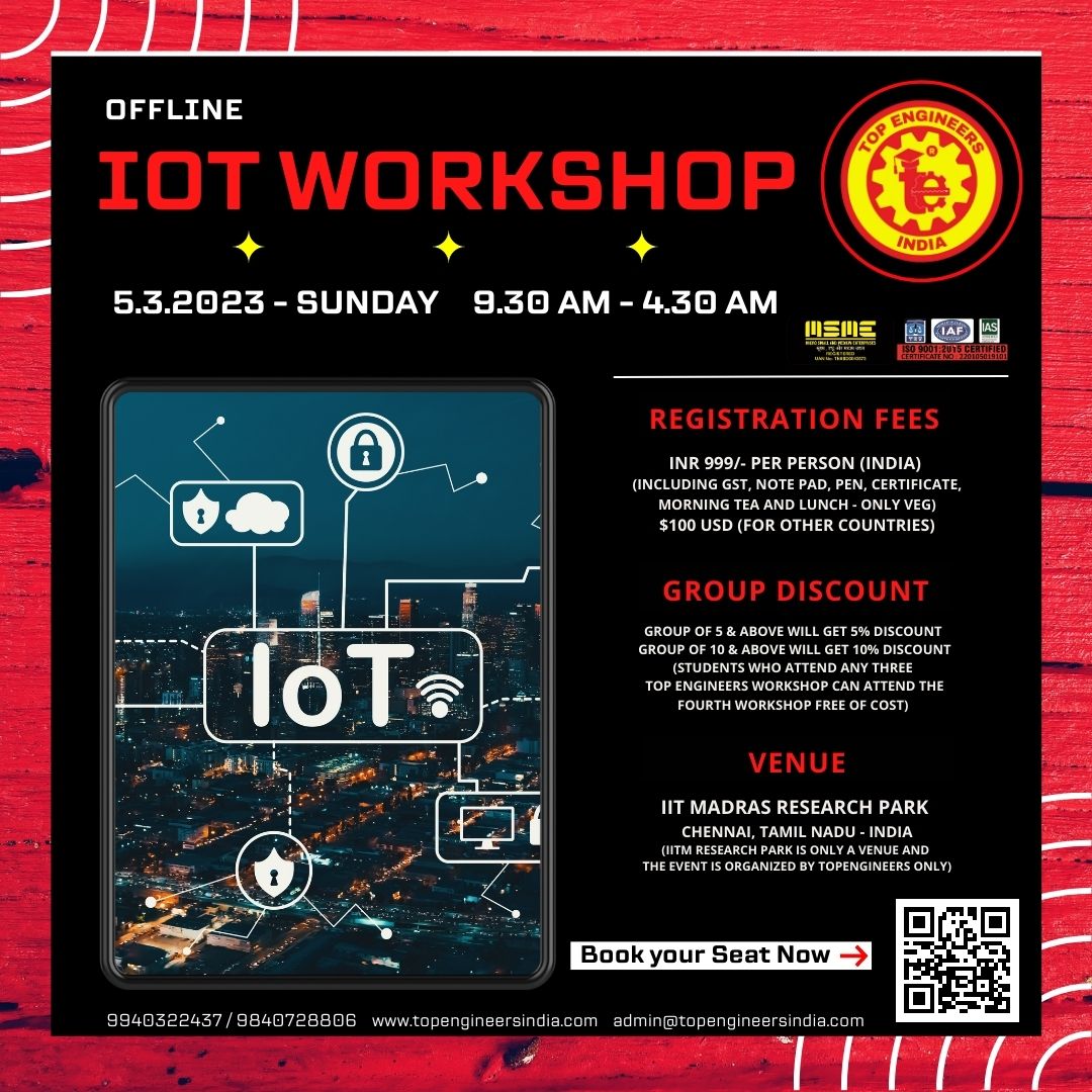 IoT Workshop 2023, Top Engineers, Workshop, Chennai