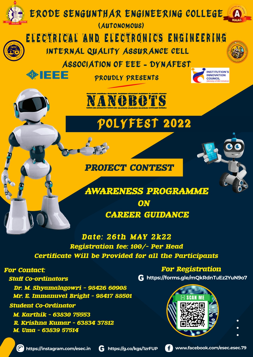NANOBOTS 2022, Erode Sengunthar Engineering College, EEE Department ...