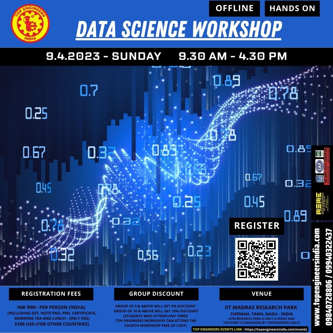Data Science Workshop 2023, Top Engineers, Workshop, Chennai Data Science Workshop 2023, Top Engineers, Workshop, Chennai