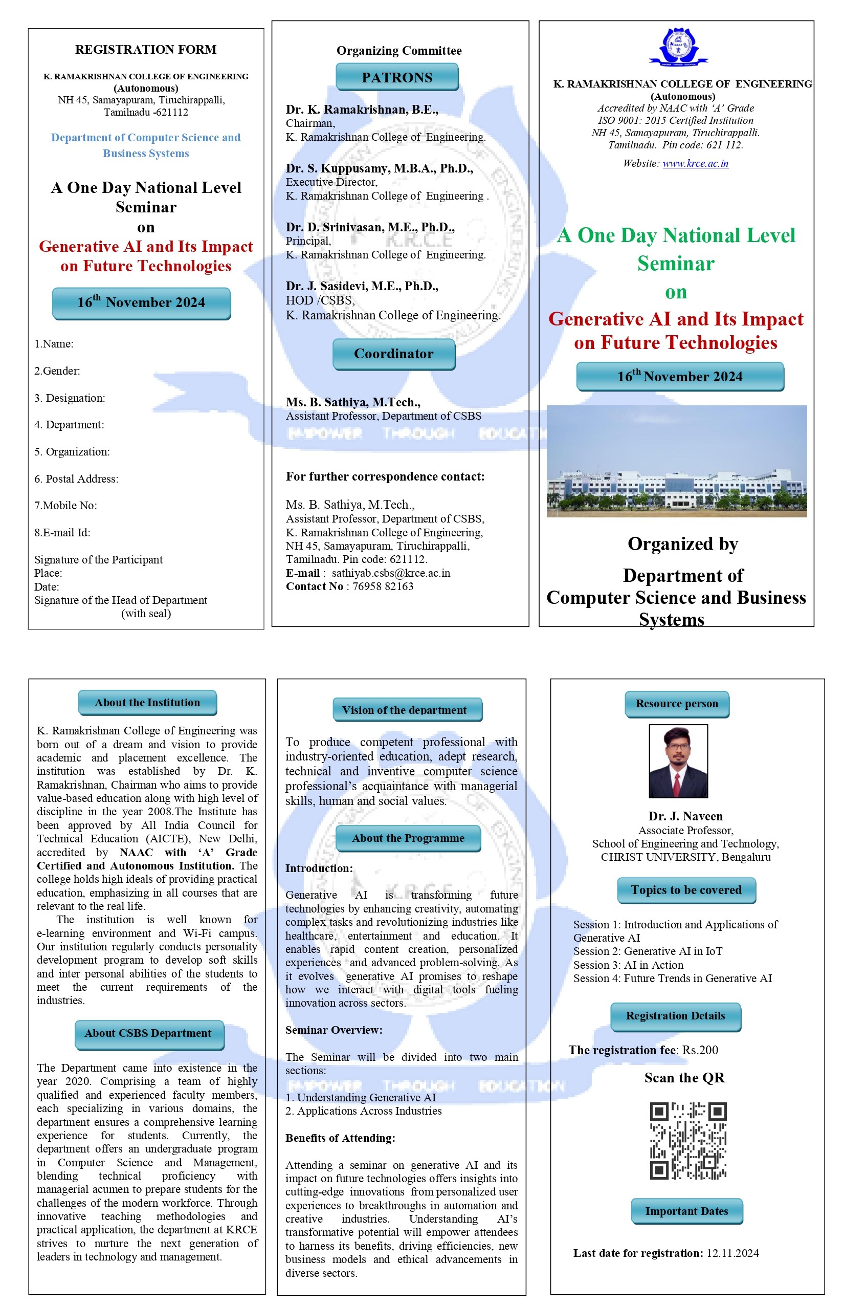 A One day National Level Seminar on Generative AI and its Impact on ...