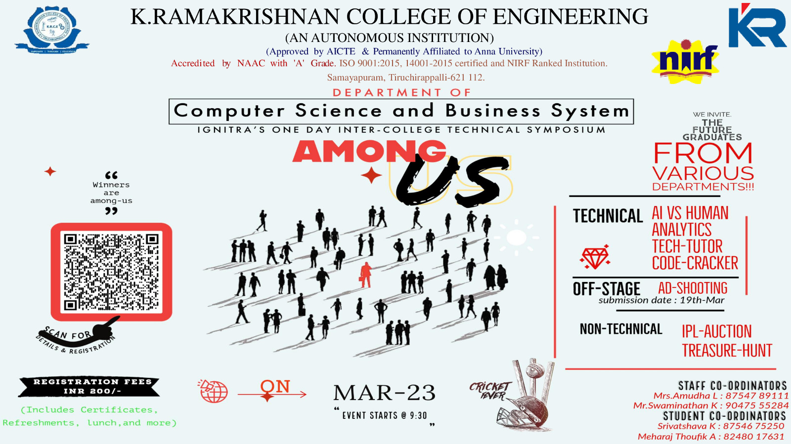 AMONG US 2K23, K Ramakrishnan College of Engineering, Technical ...