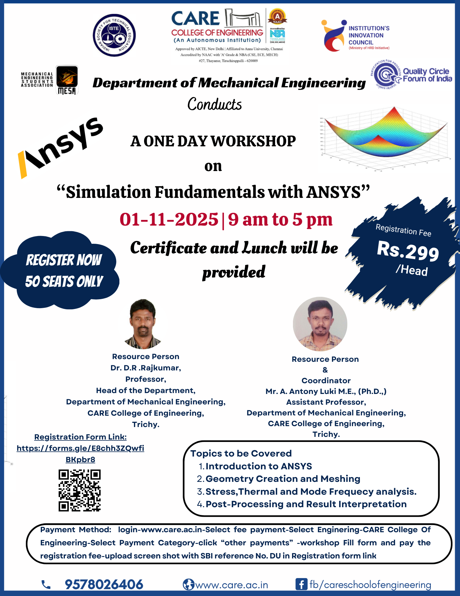A one Day Workshop on Simulation Fundamentals with ANSYS 2025, CARE ...