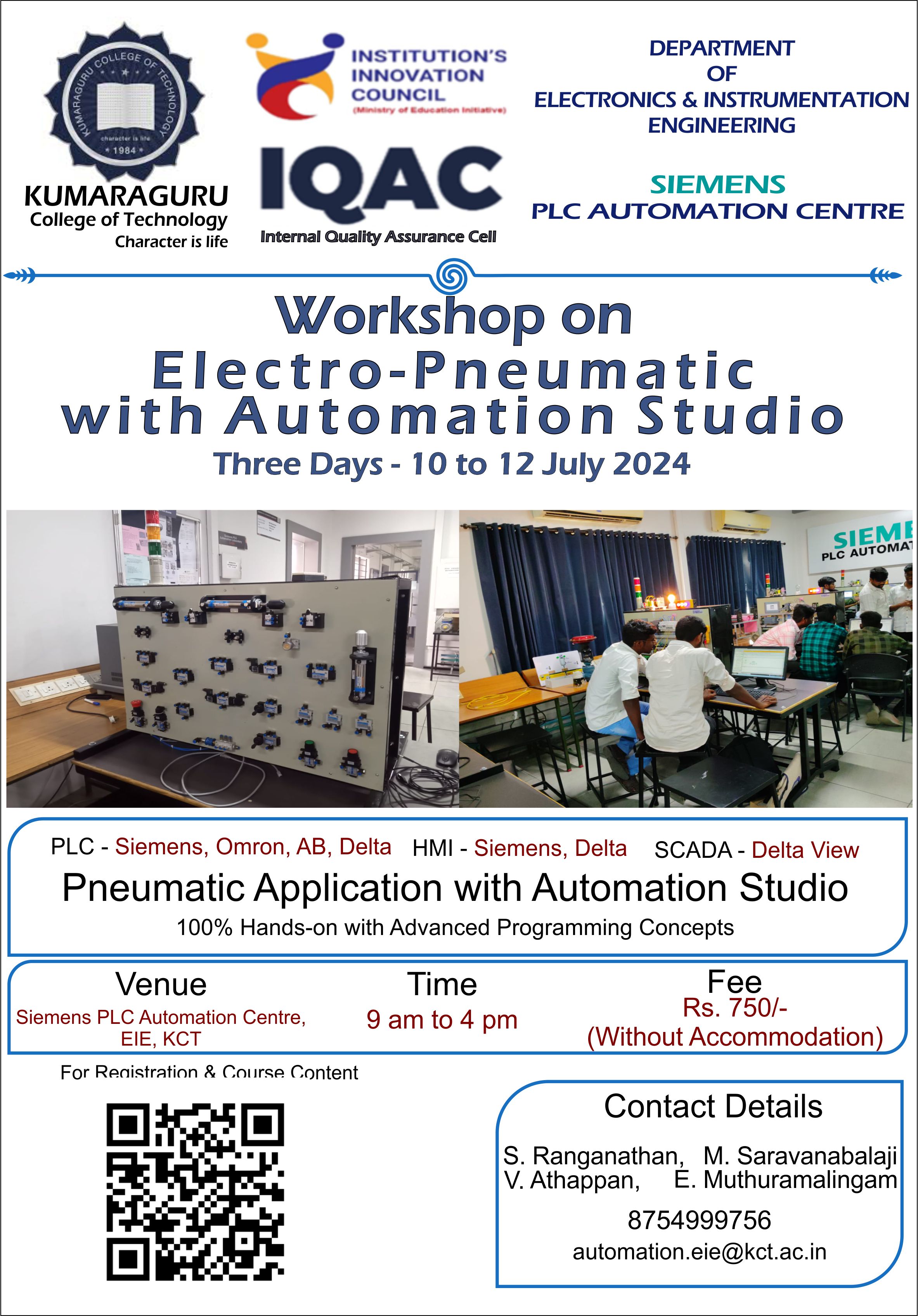 Workshop on Electro Pneumatic with Automation Studio 2024, Kumaraguru ...
