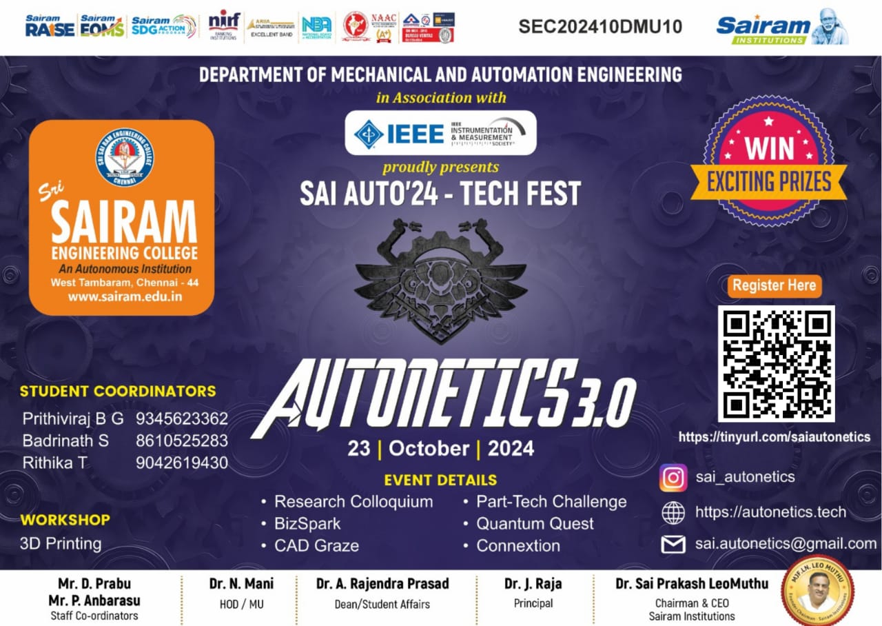 AUTONETICS 3.0, Sri Sairam Engineering College, Technical Symposium ...