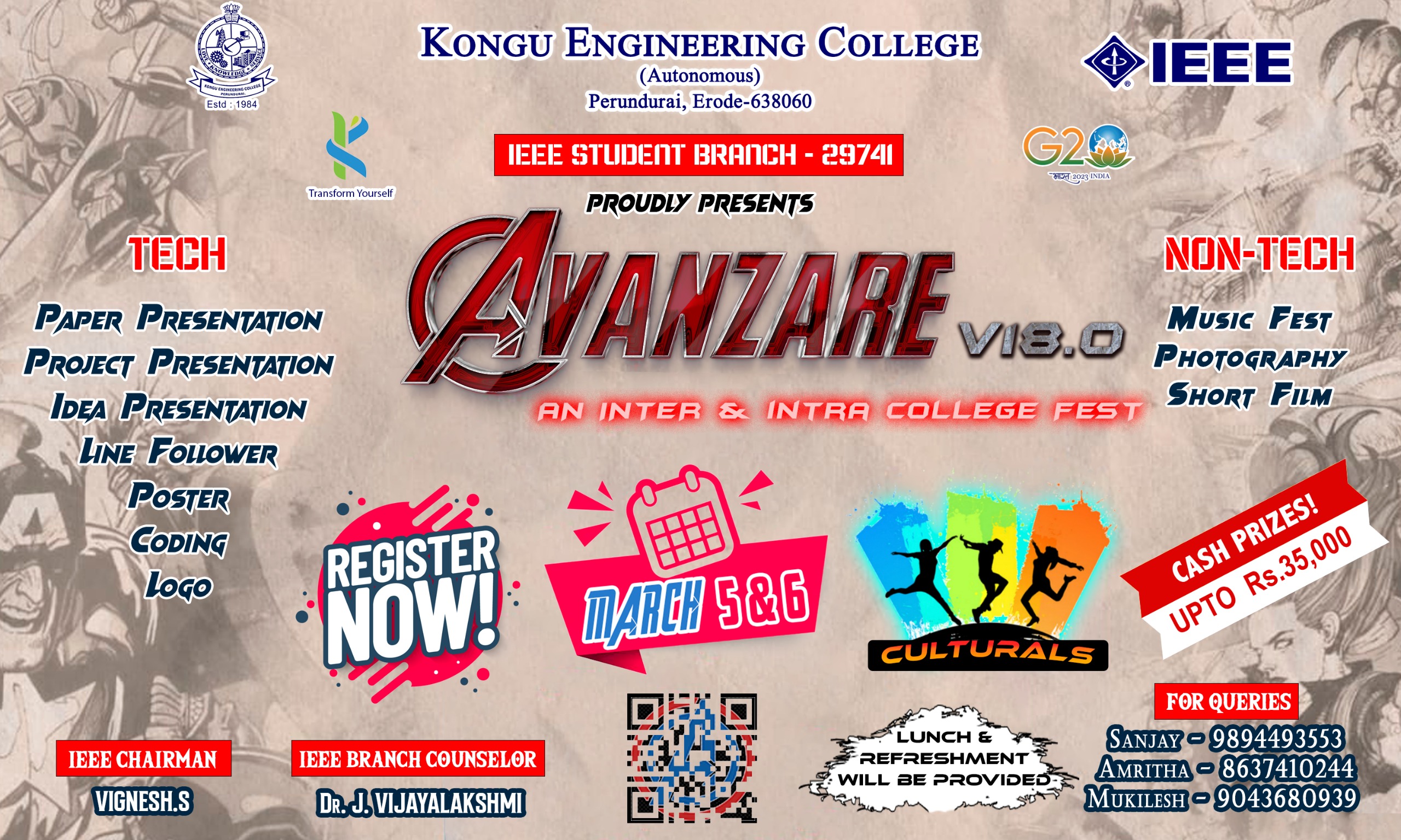 AVANZARE V18.0 2024, Kongu Engineering College, Technical Symposium, Erode