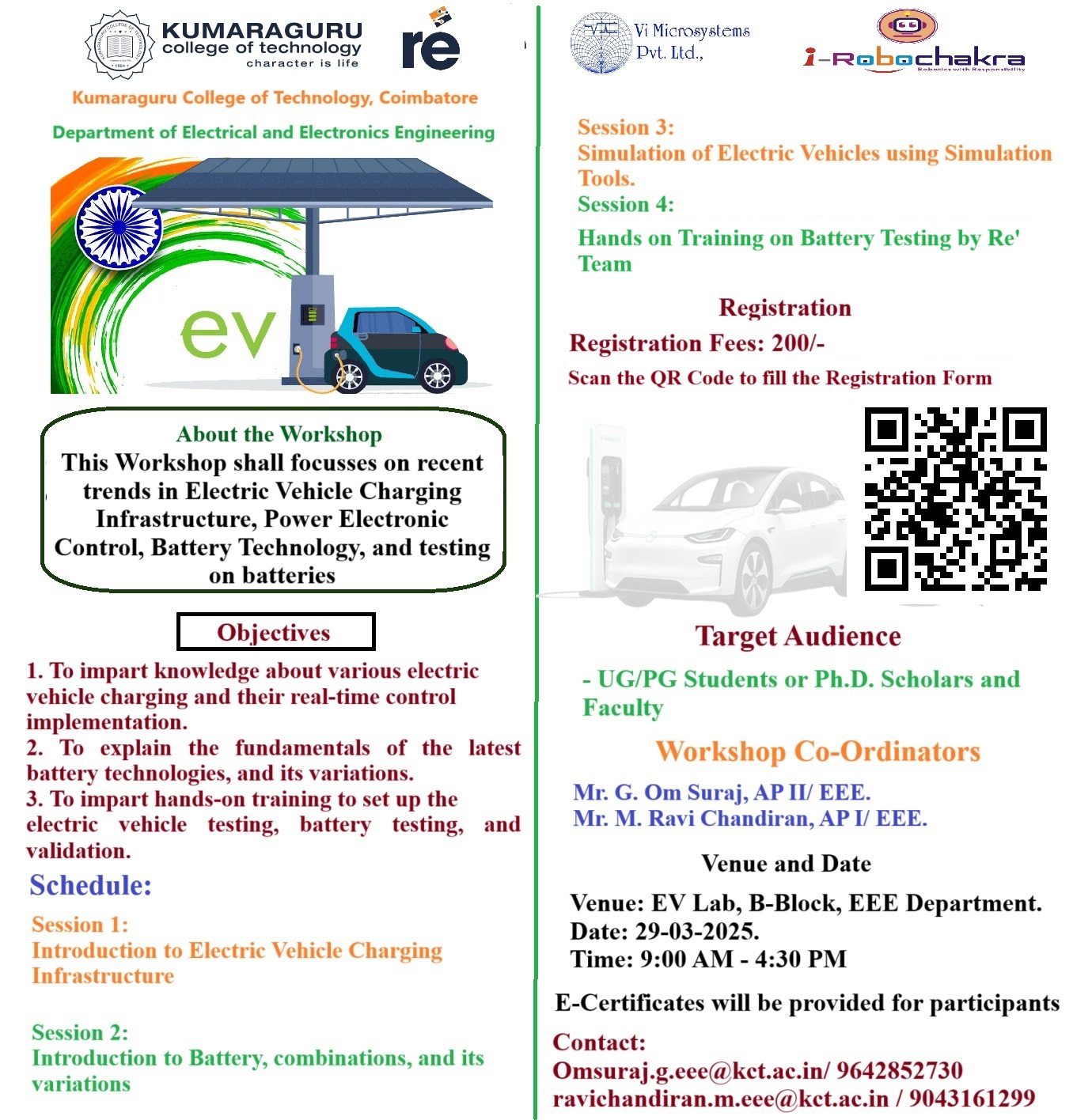 One Day Workshop on Electric Vehicle 2025, Kumaraguru College of ...
