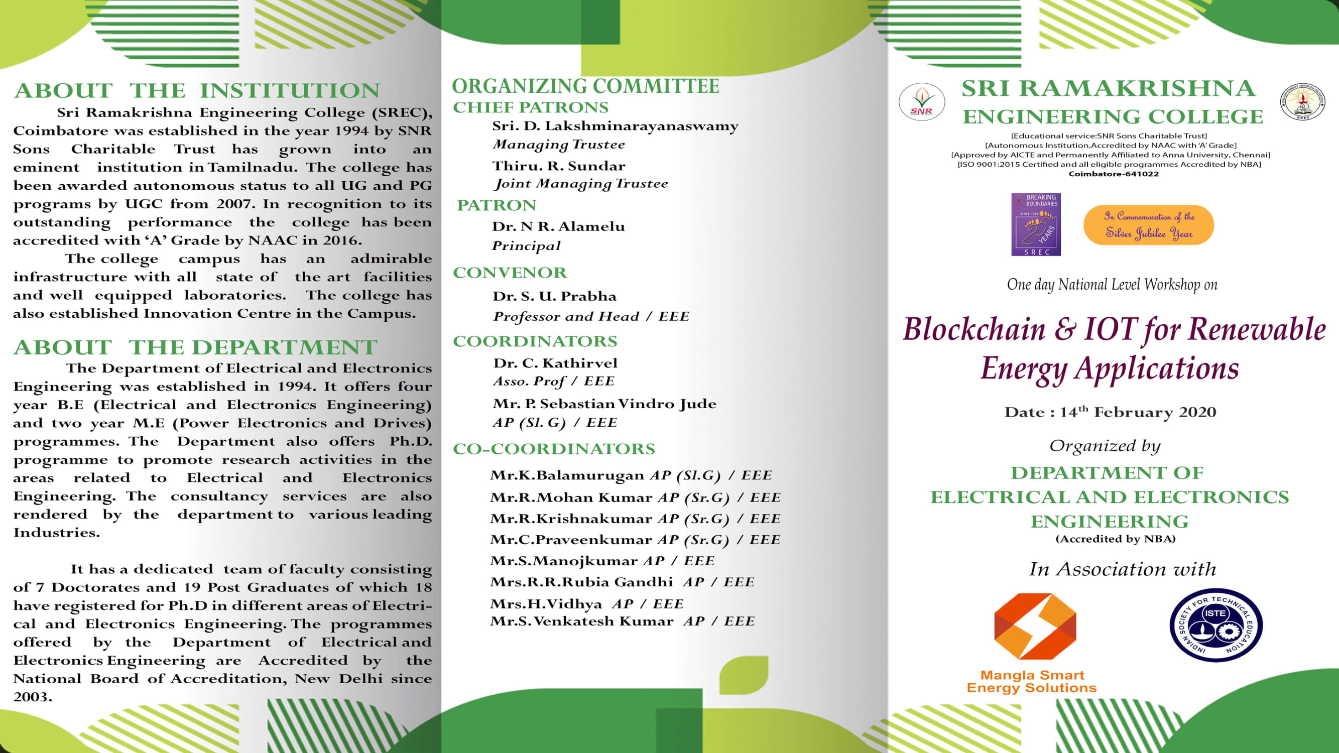 One day National level workshop on Blockchain and IoT for Renewable ...