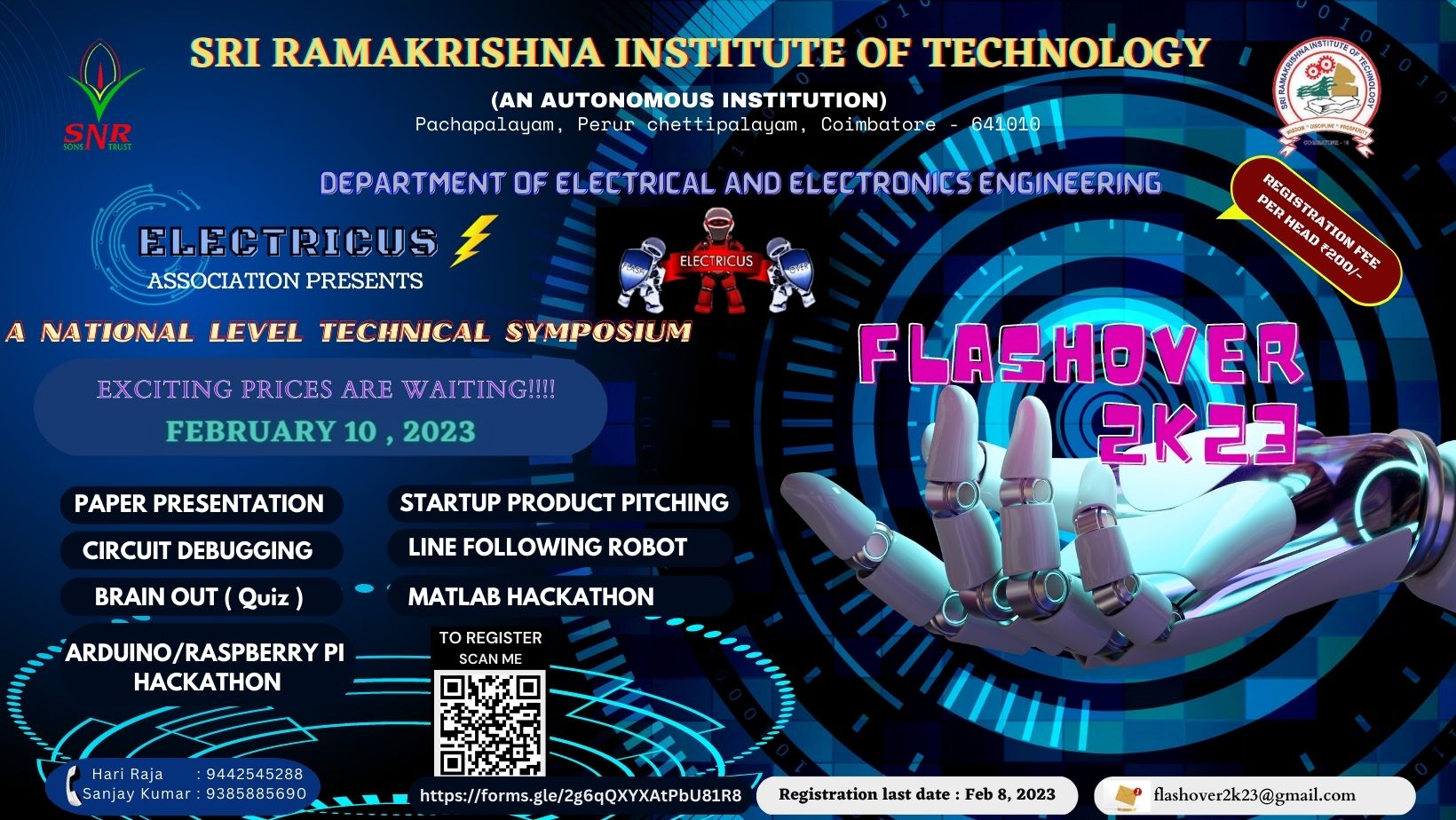 FLASHOVER 2k23, Sri Ramakrishna Institute of Technology, Technical ...