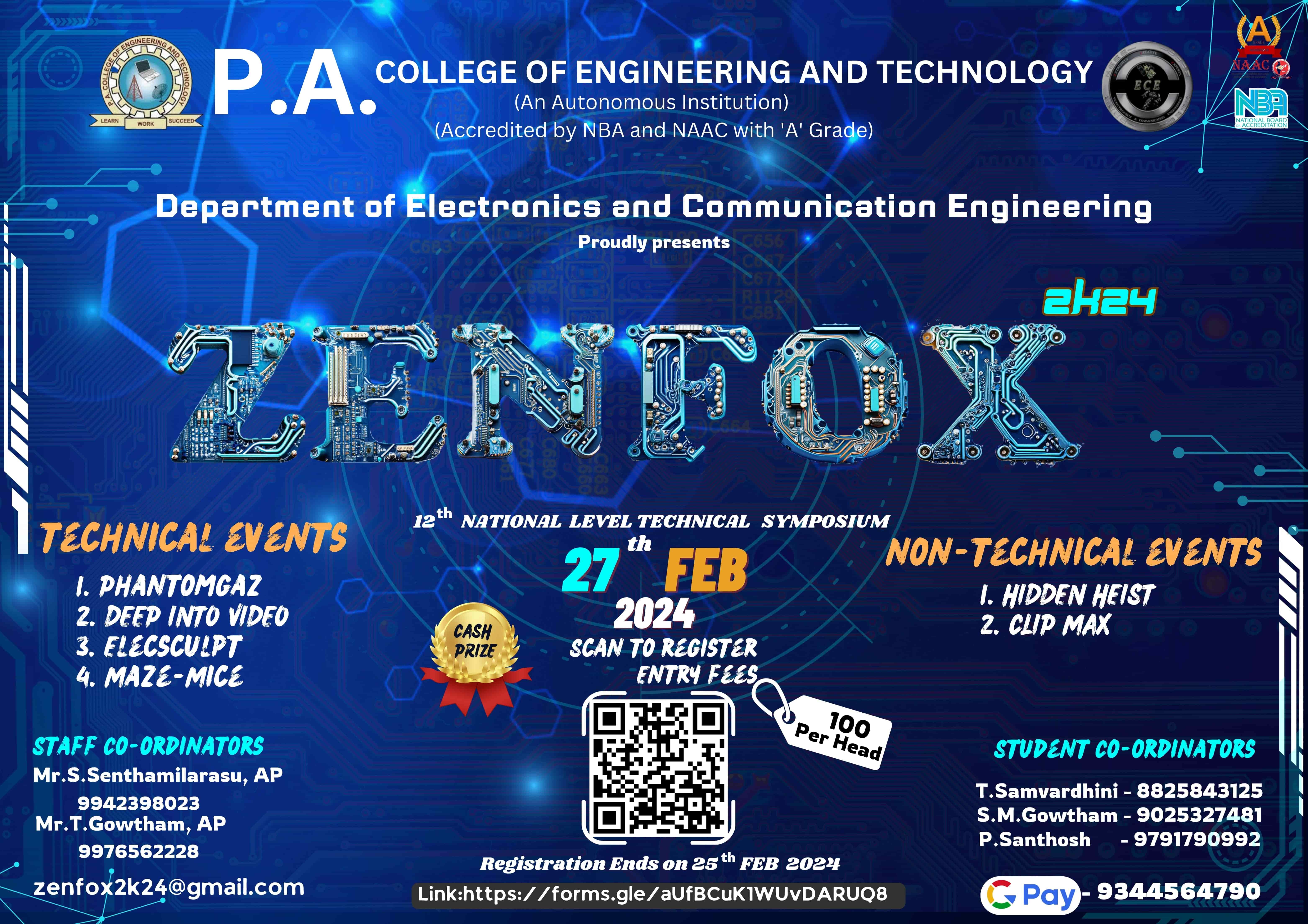 ZENFOX 2k24, PA College of Engineering and Technology, ECE Technical ...
