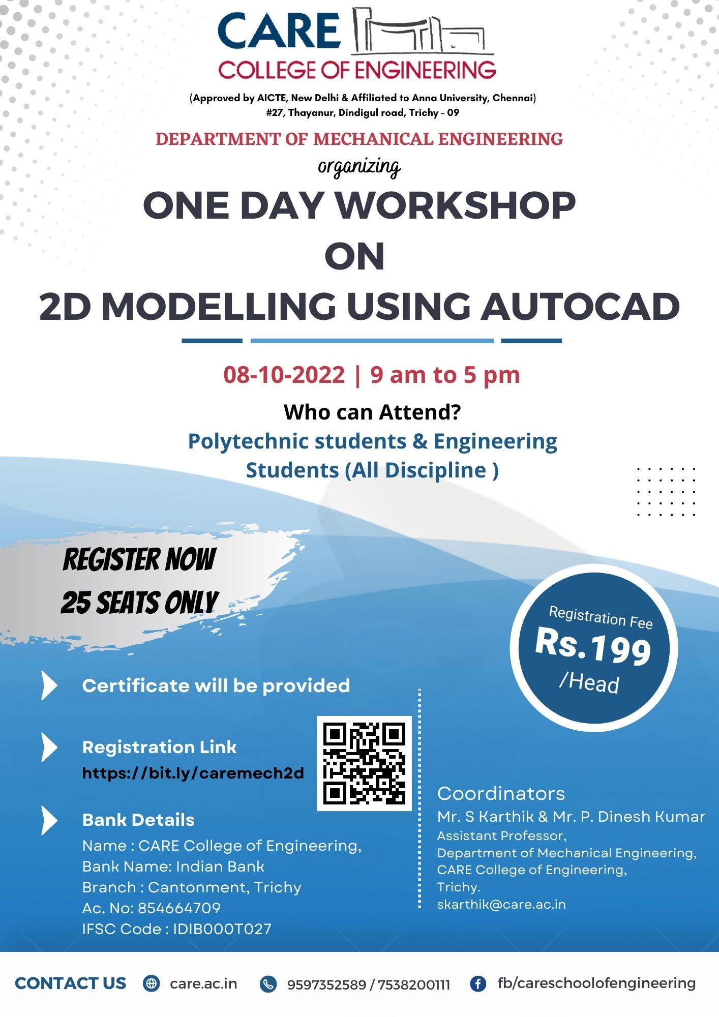 One Day Workshop on 2D Modelling using AutoCAD 2022, CARE College of ...