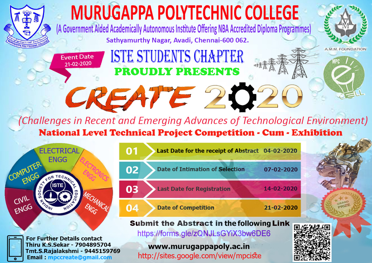 CREATE 2020, Murugappa Polytechnic College, Technical Project ...