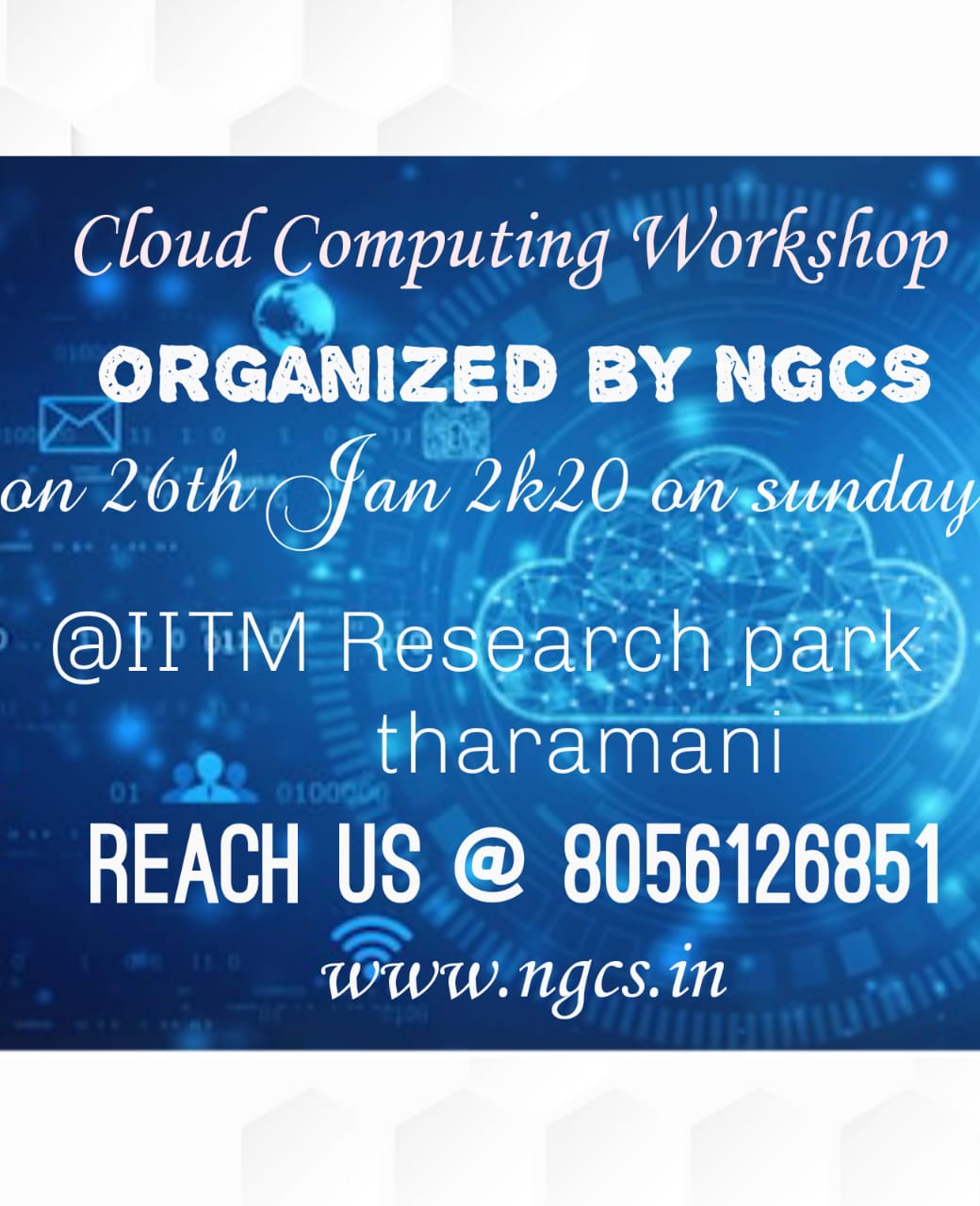 Cloud Computing Workshop Amazon Web Services 2020, NGCS, Workshop, Chennai