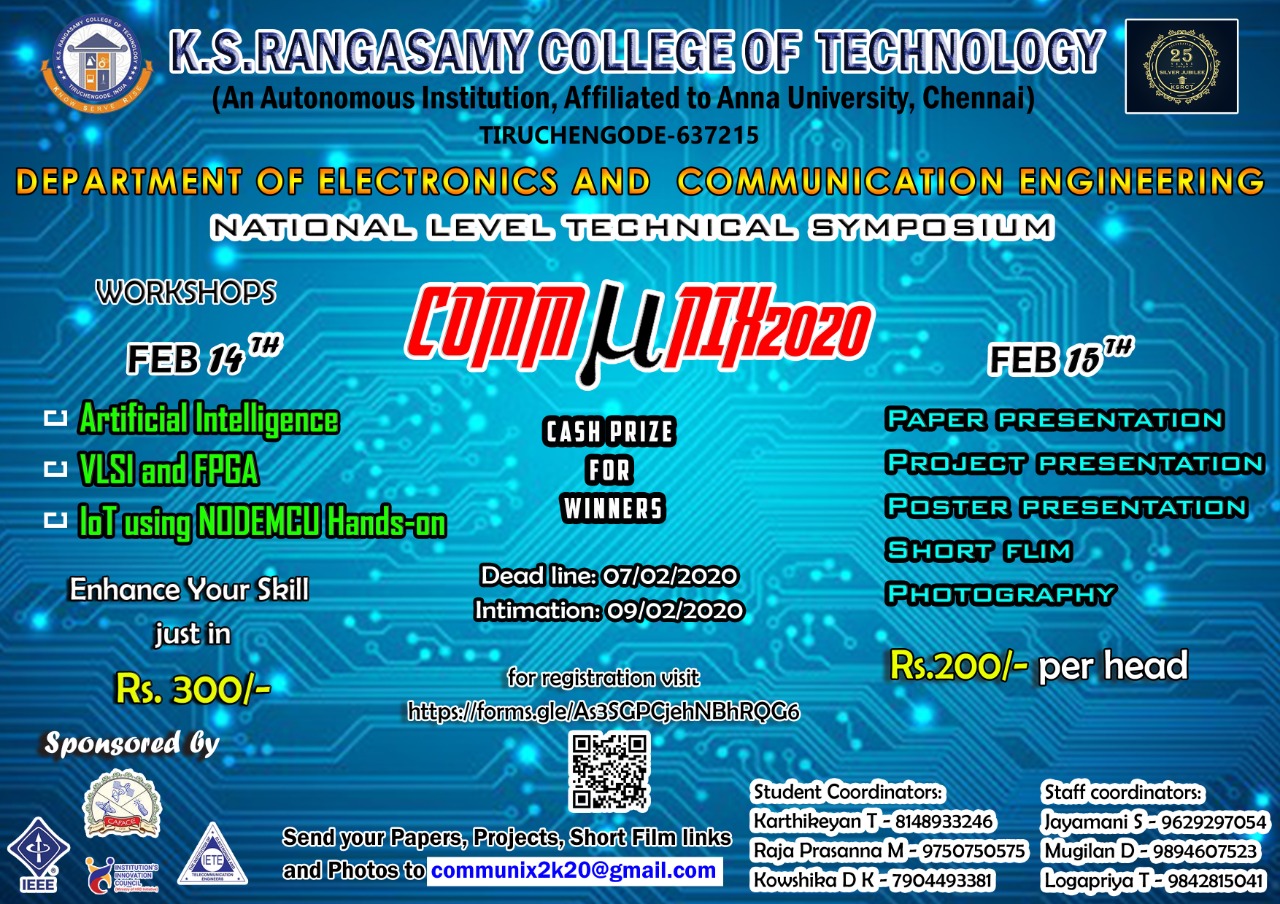 Communix 2k20, KS Rangasamy College of Technology, ECE Symposium ...