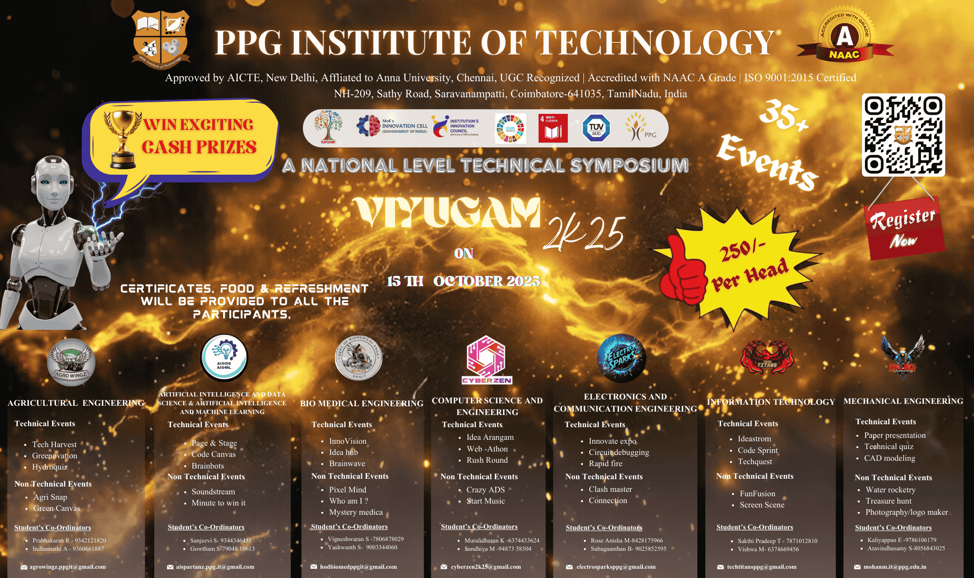 VIYUGAM 2K25, PPG Institute of Technology, Technical Symposium, Coimbatore