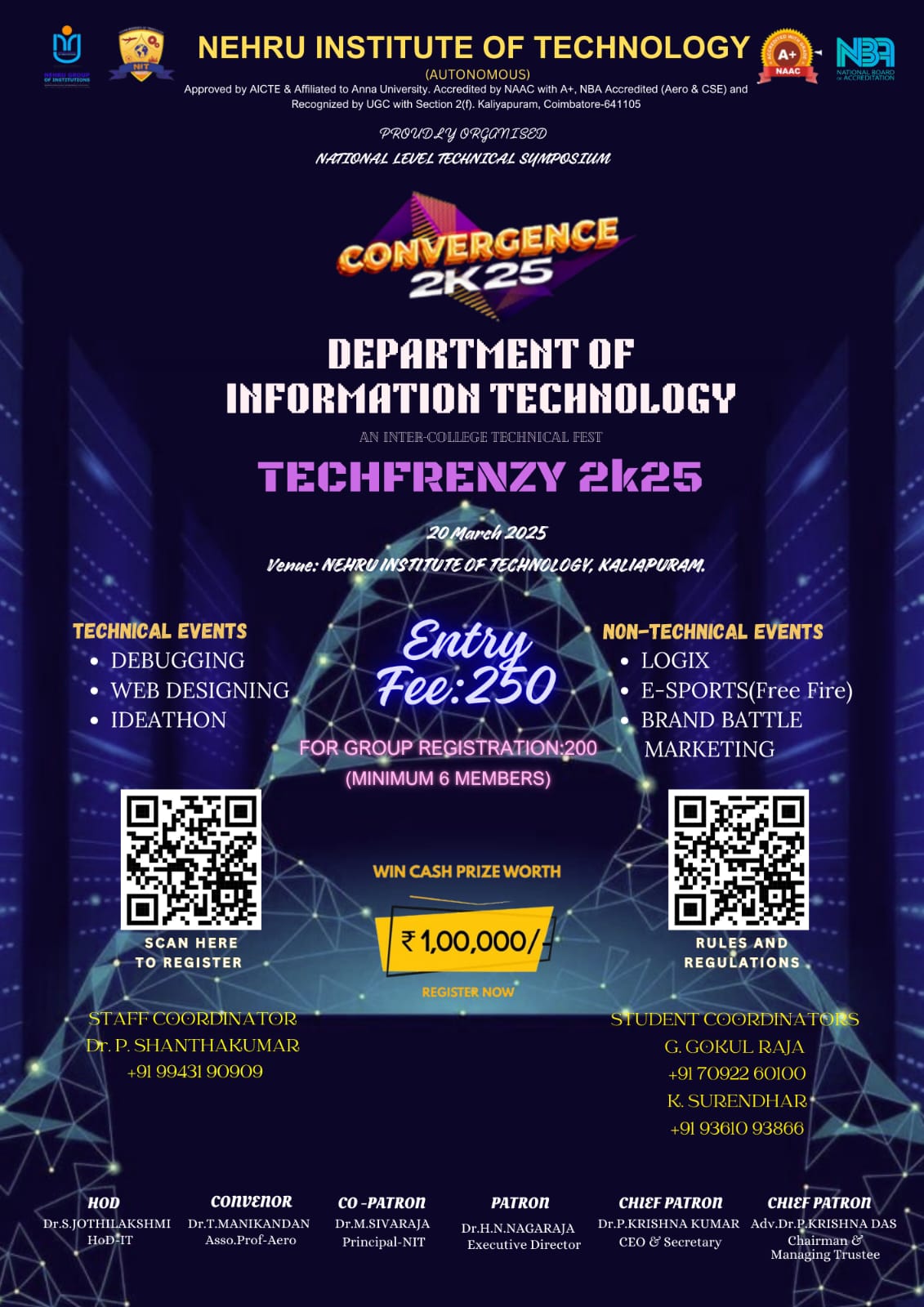 Techfernzy 2025, Nehru Institute of Technology, Technical Symposium ...