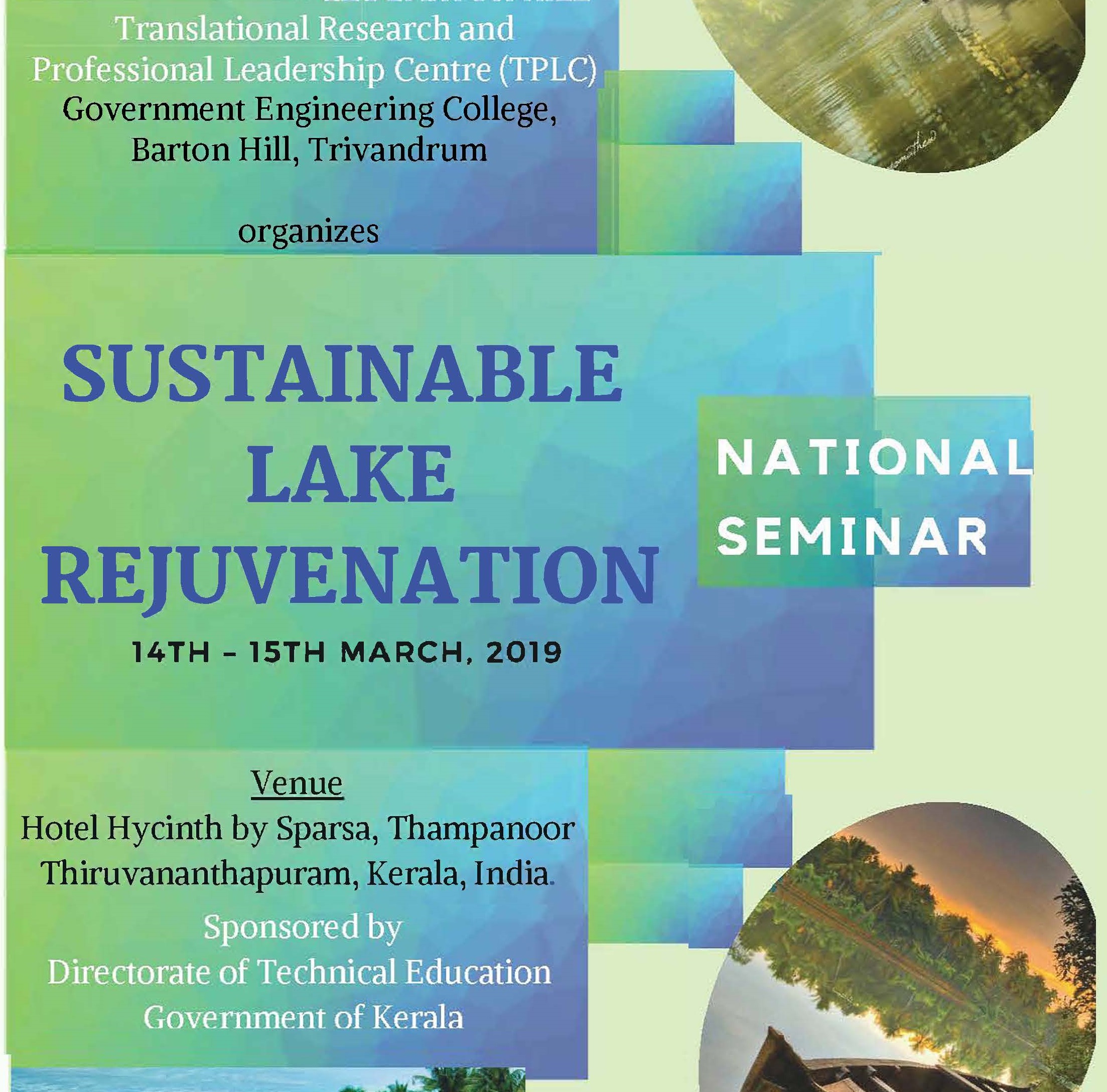 National Seminar on Sustainable Lake Rejuvenation 2019, Government ...