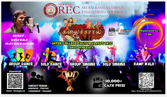 Cultural Fest 2k23, Sri Sai Ranganathan Engineering College, Cultural ...