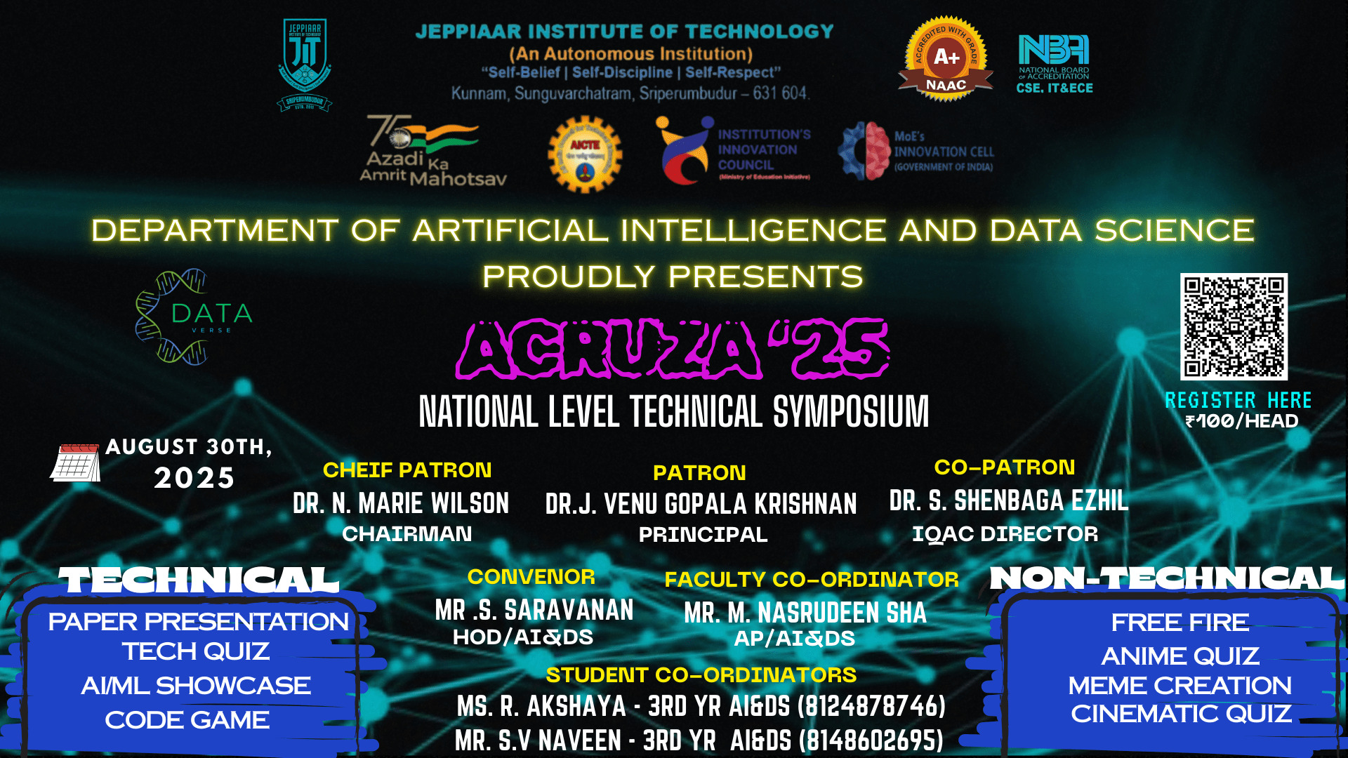 ACRUZA 25, Jeppiaar Institute of Technology, National Level Technical ...