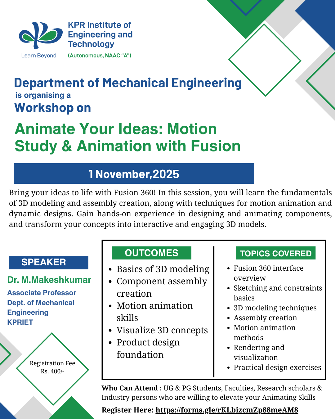 Workshop on Animate Your Ideas: Motion Study & Animation with Fusion ...