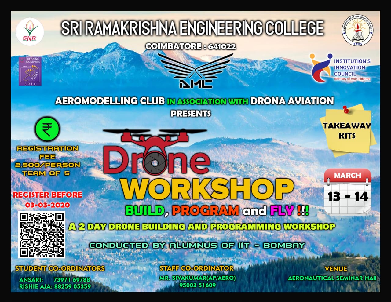 Drone Workshop, Sri Ramakrishna Engineering College, Workshop, Coimbatore