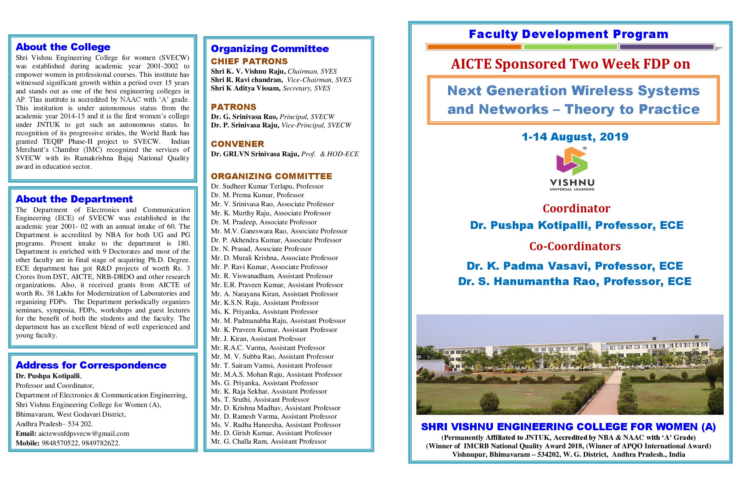 Two Week FDP on Next Generation Wireless Systems and Networks Theory to ...