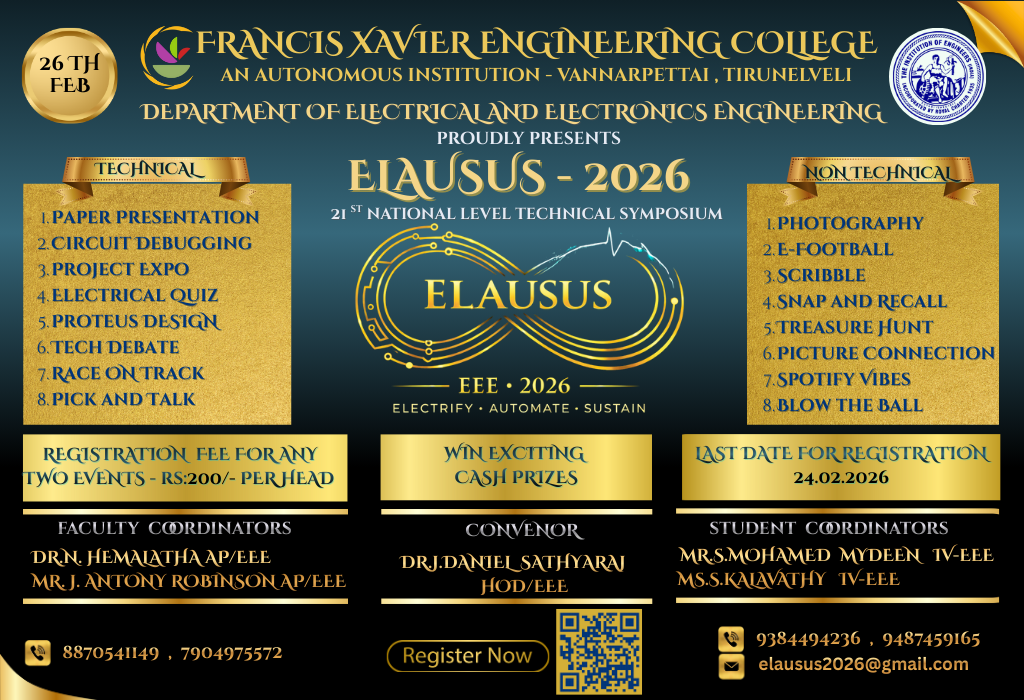 ELAUSUS 2026, Francis Xavier Engineering College, Technical Symposium ...