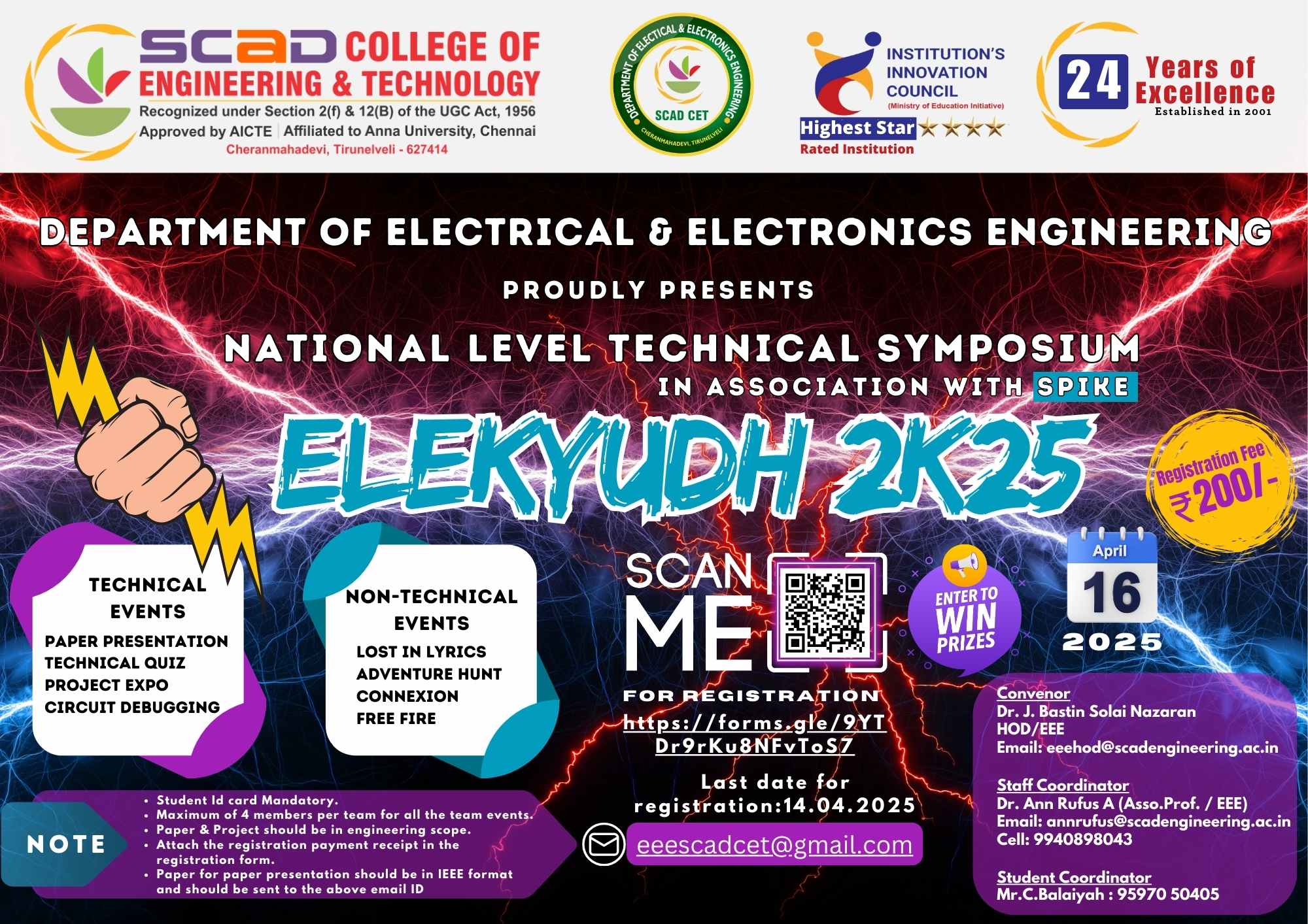 Elekyudh 2k25, SCAD College of Engineering and Technology, National ...