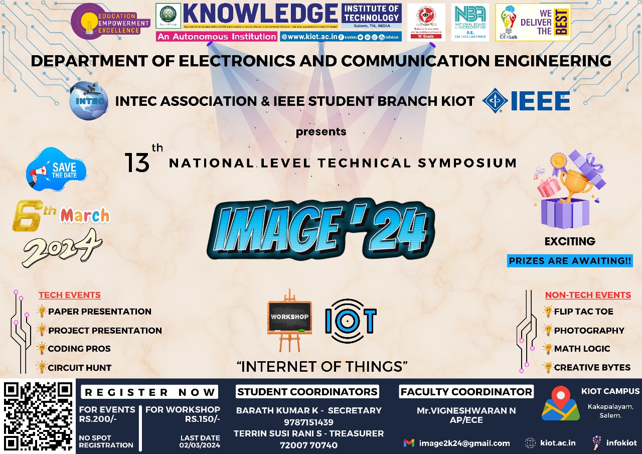 IMAGE'24, Knowledge Institute of Technology, Technical Symposium, Salem