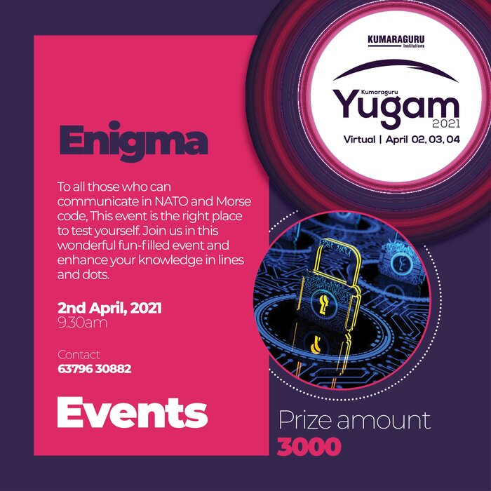 Enigma 2021, Kumarguru College of Technology, Technical Event, Coimbatore