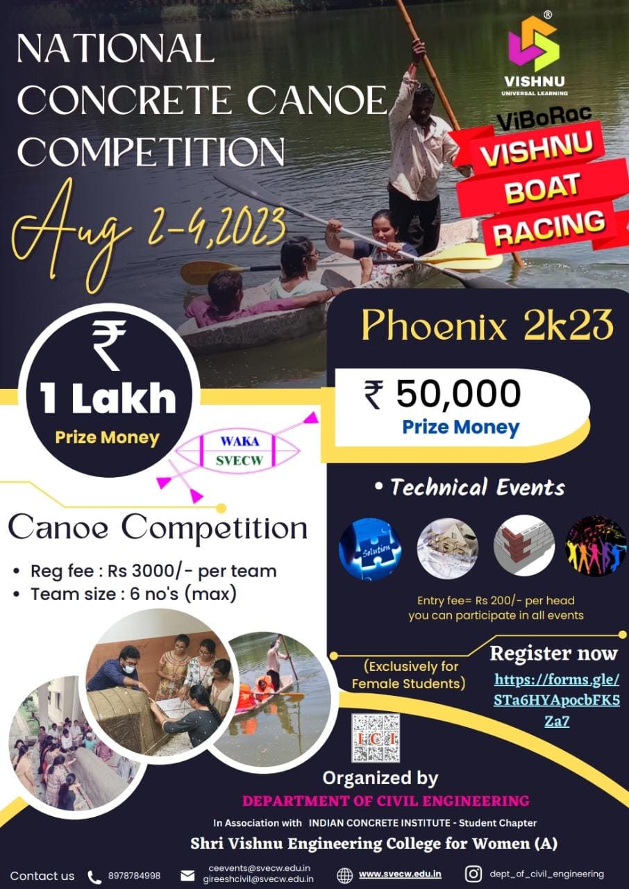 National Concrete Canoe Competition Phoenix 2K23, Shri Vishnu ...