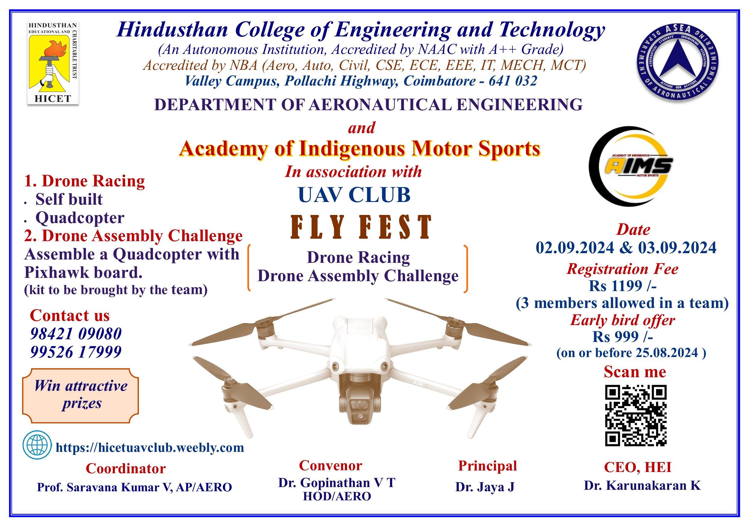 FLY FEST 2024, Hindusthan College of Engineering and Technology, Drone ...