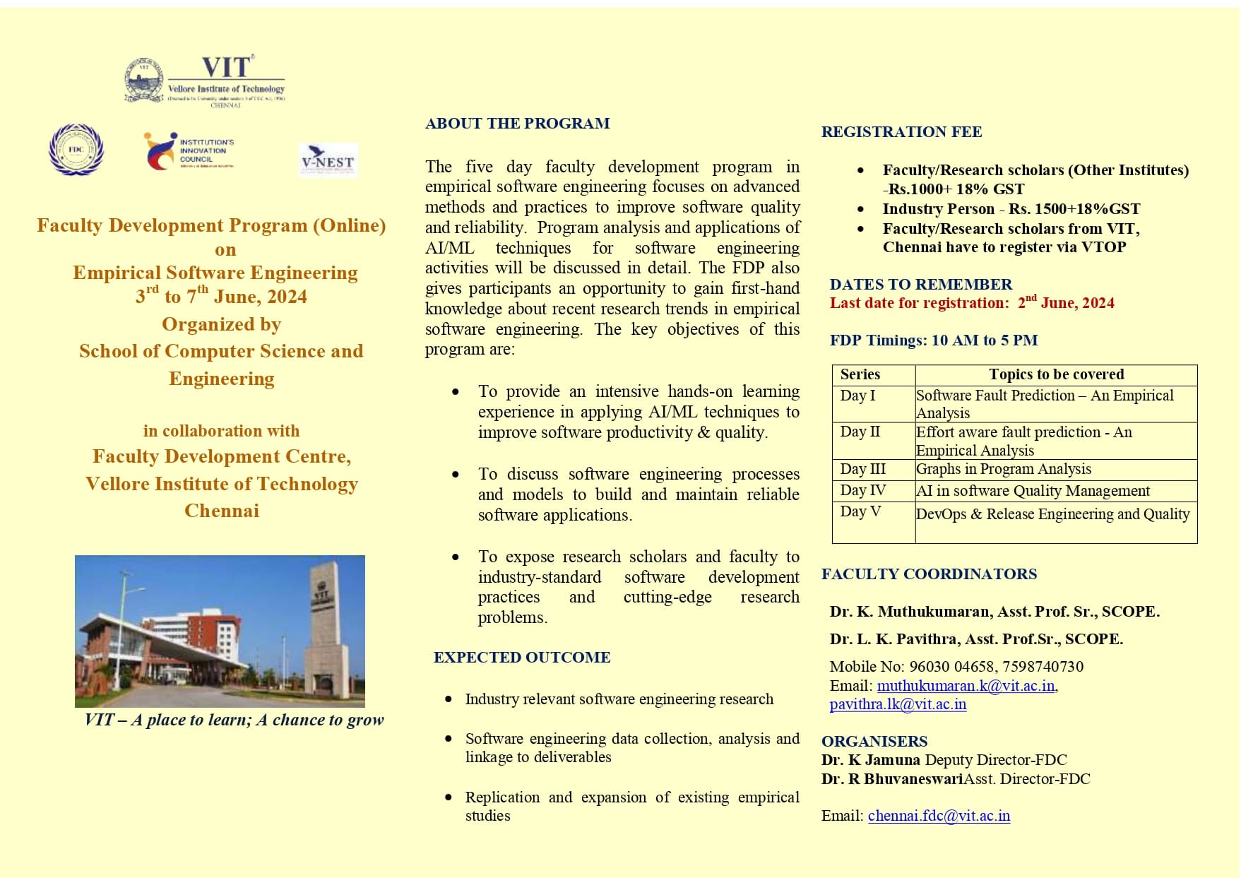 Faculty Development Program-Empirical Software Engineering 2024, VIT ...