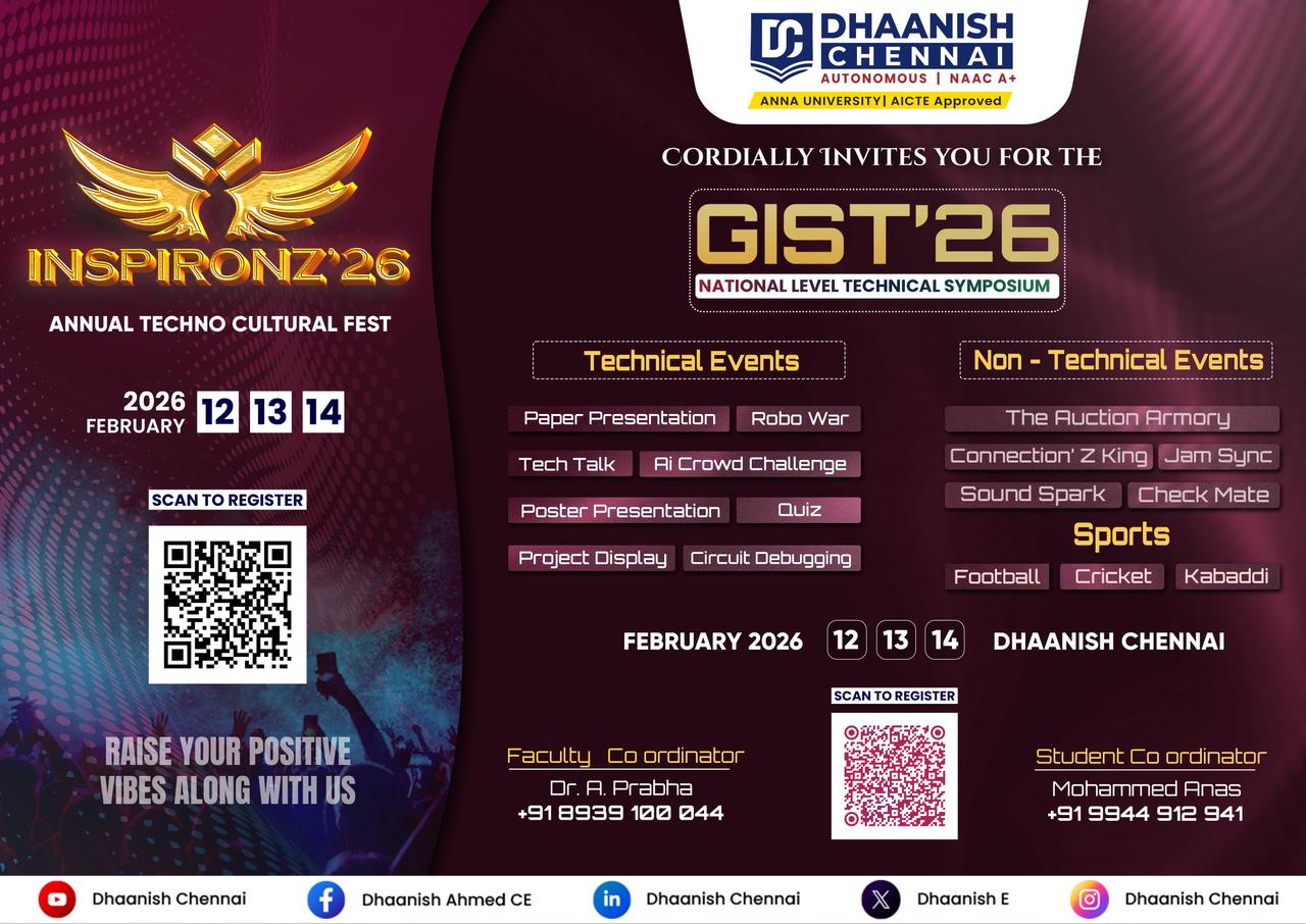GIST 2026, Dhaanish Ahmed College of Engineering, National Level ...