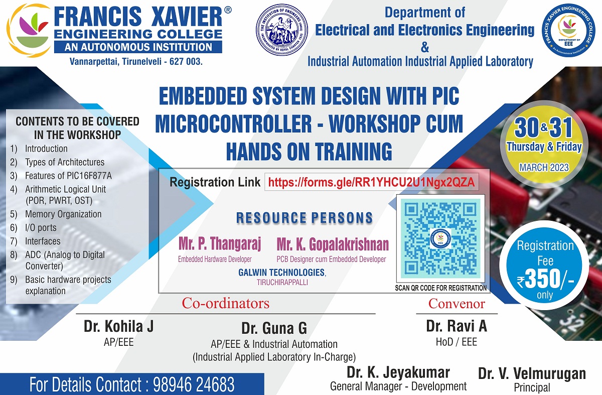 Workshop Cum HandsOnTraining on Embedded System Design 2023, Francis ...