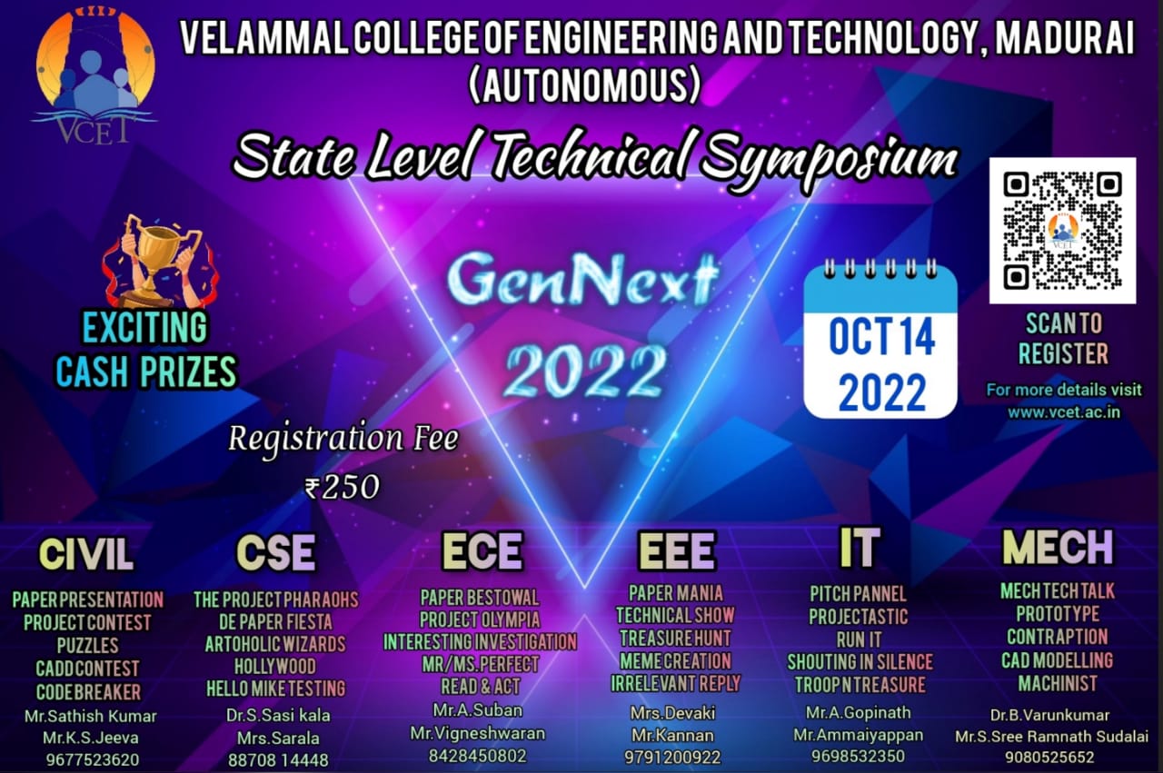GenNext 2022, Velammal College of Engineering and Technology, State ...