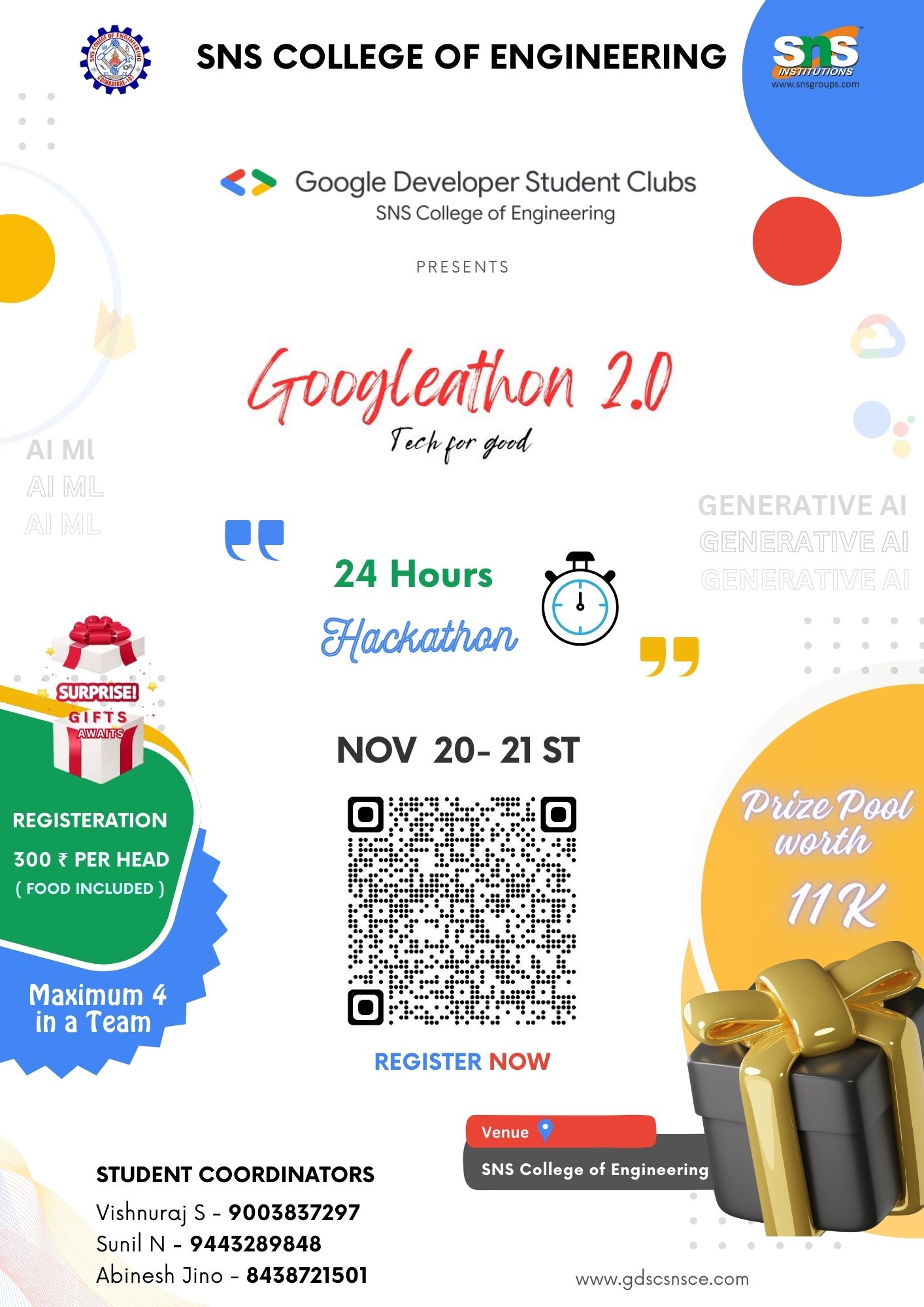 Googleathon 2.0, Google Developer Students Club, Hackathon, Coimbatore