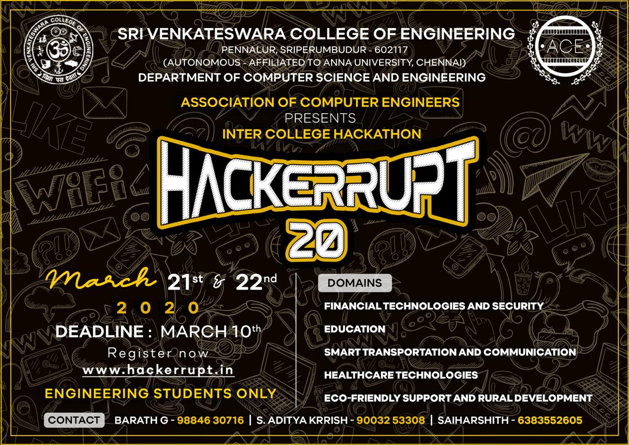 Hackerrupt 20, Sri Venkateswara College of Engineering Sriperumbudur ...