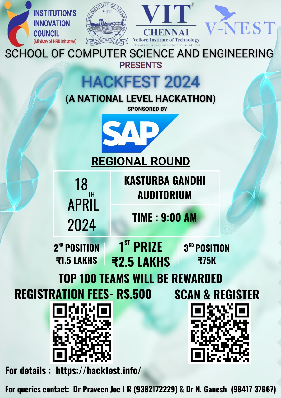 Hackfest 2024, VIT University Chennai Campus, Hackathon, Chennai