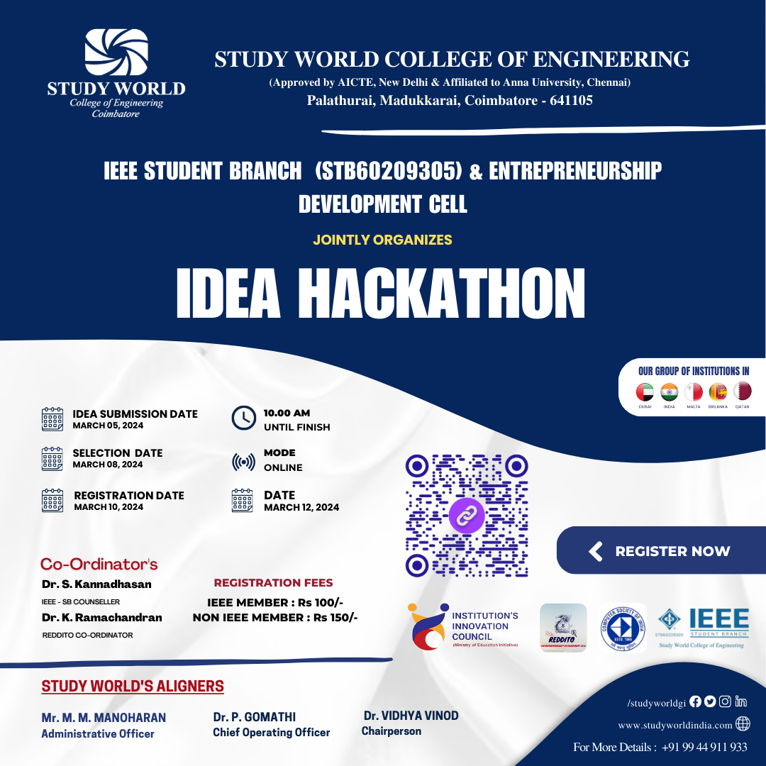 IDEA HACKATHON 2024, Study World College of Engineering, Hackathon ...